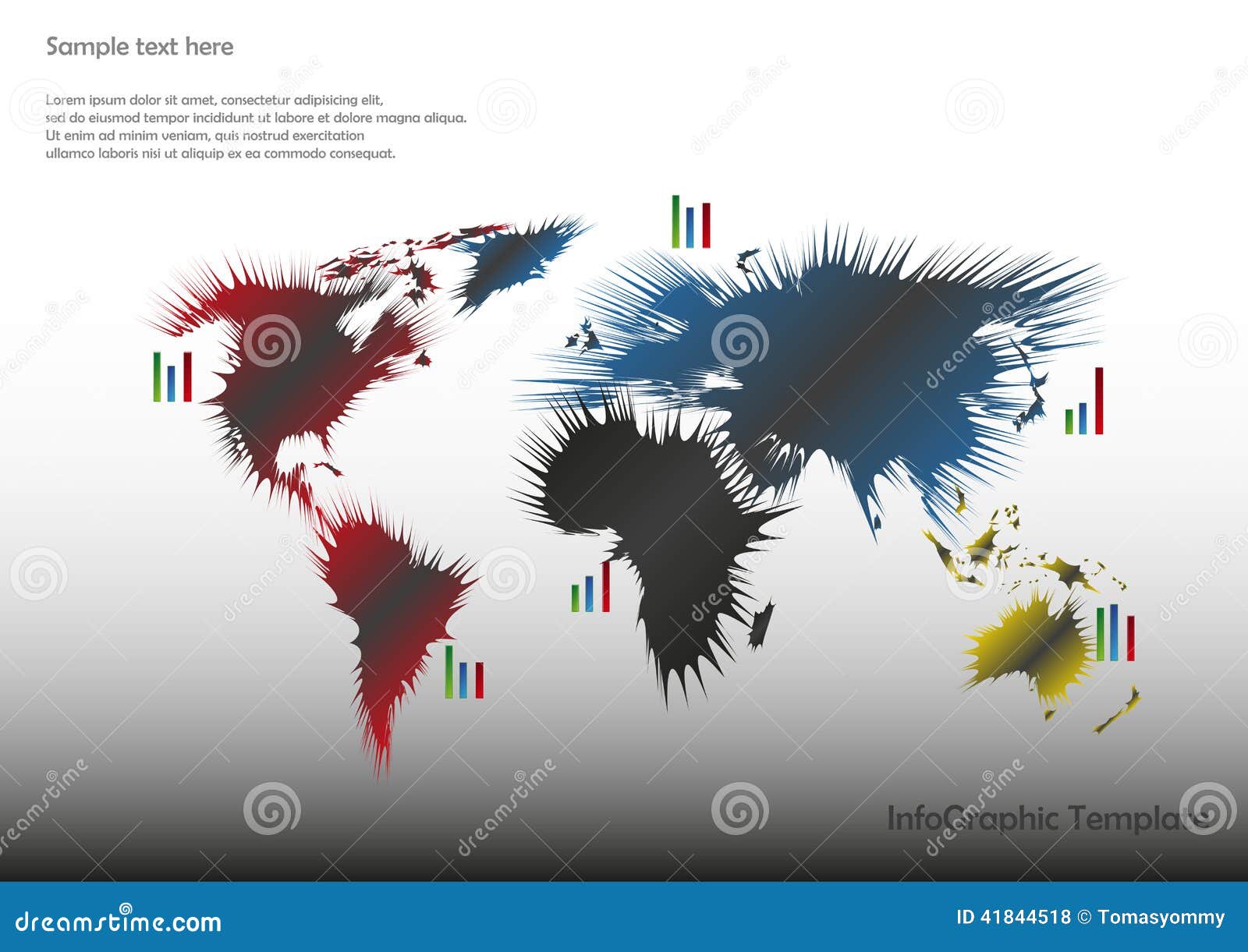 Map with pie charts stock vector. Illustration of continent - 41844518