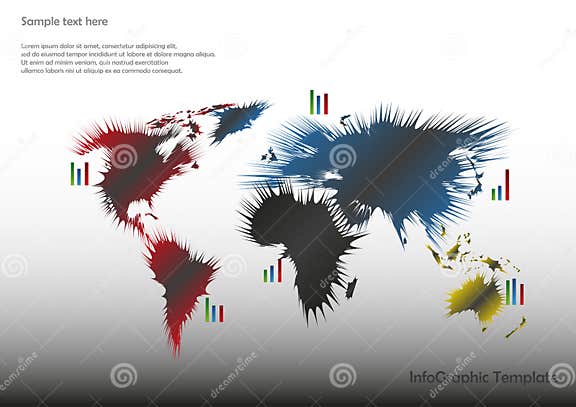 Map with pie charts stock vector. Illustration of continent - 41844518