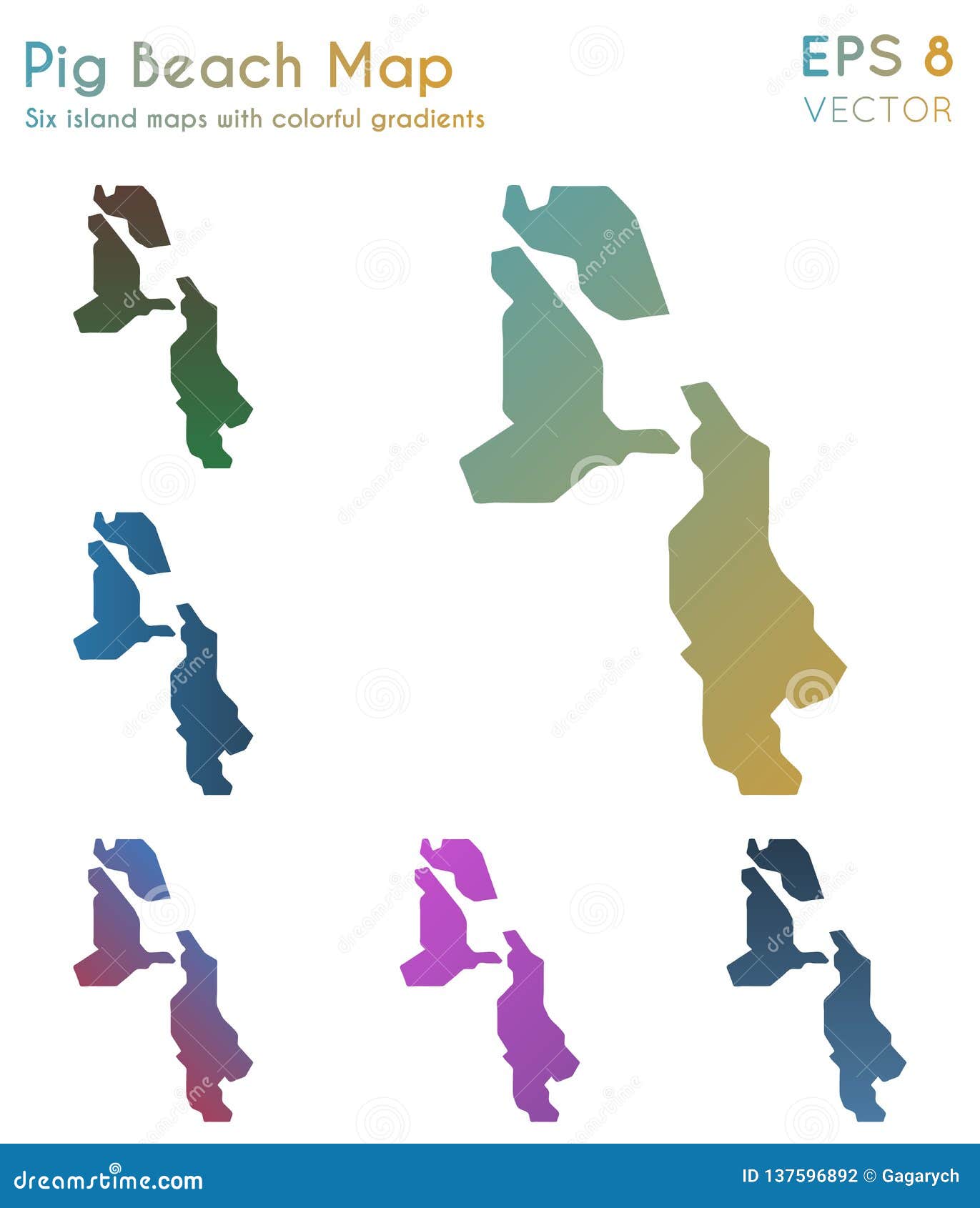 Map of Pig Beach with Beautiful Gradients. Stock Vector - Illustration ...