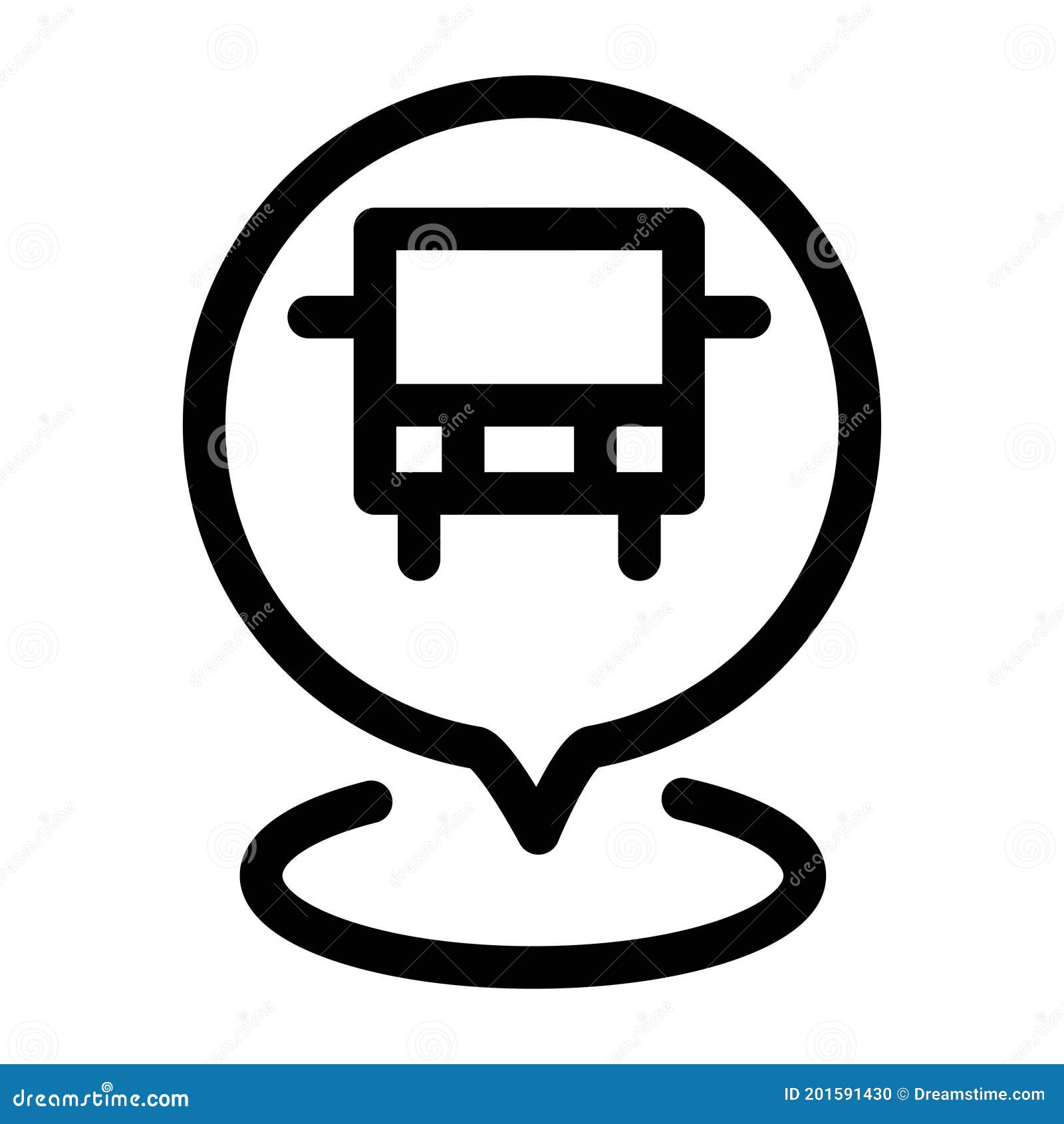 Map Pin for Bus Station Location Icon in Line Style Stock Vector ...