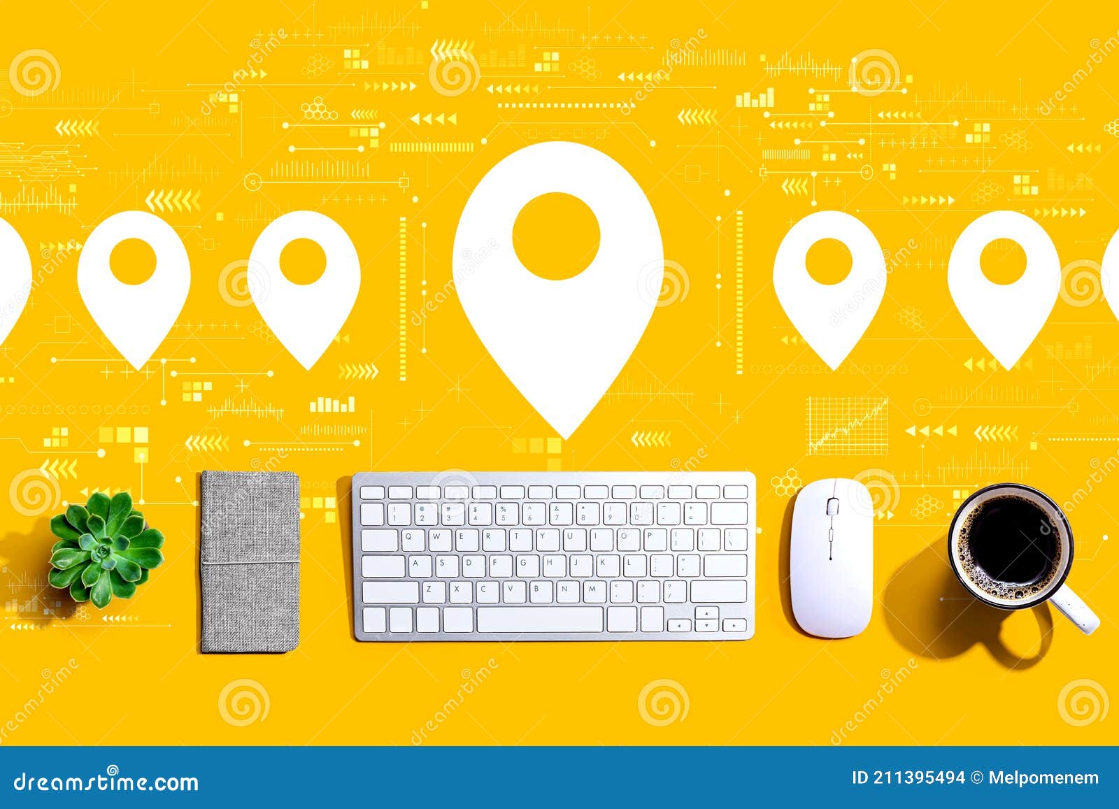 Map Pin Concept with a Computer Keyboard Stock Illustration ...