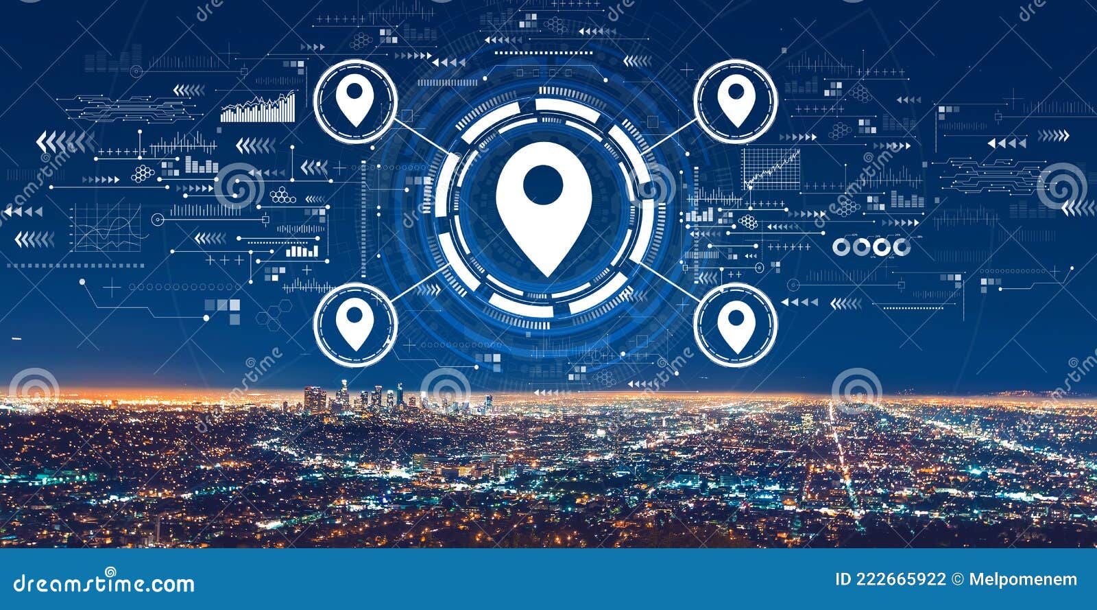 Map Pin Concept with Downtown Los Angeles Stock Photo - Image of ...