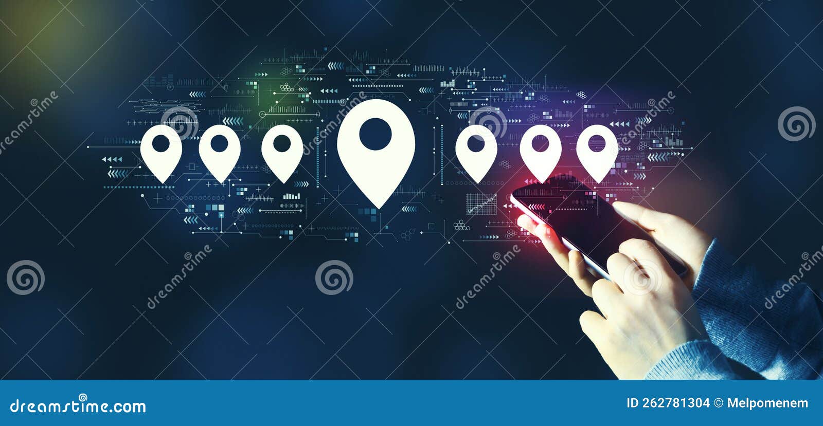 Map Pin Concept with Person Using Smartphone Stock Photo - Image of ...