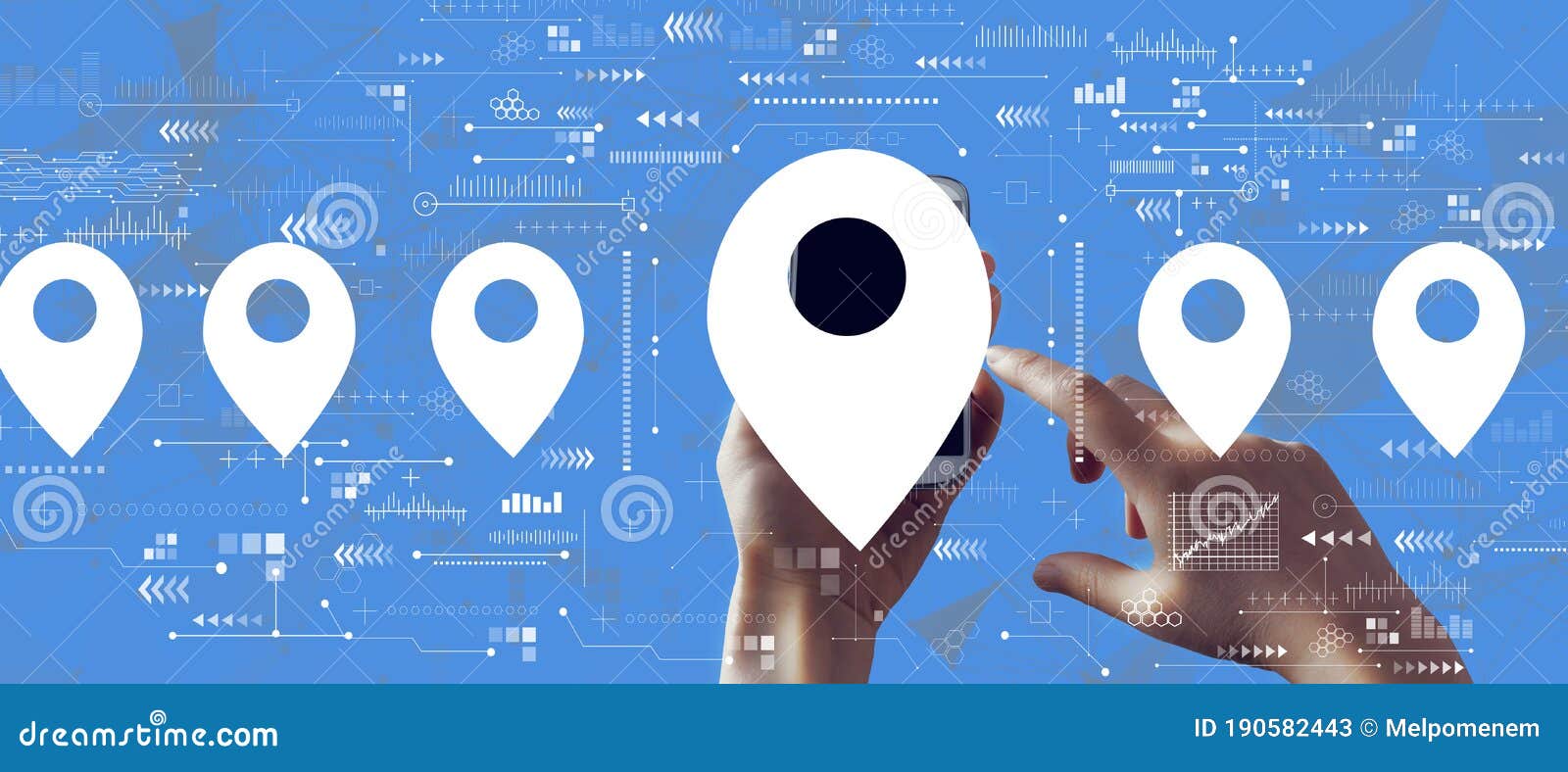 Map Pin Concept with Smartphone Stock Image - Image of city, hand ...