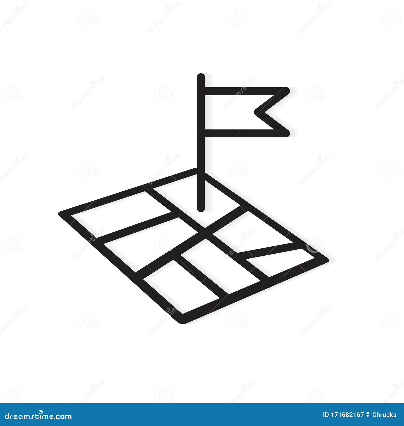 Map with pin flag icon stock vector. Illustration of cartography ...