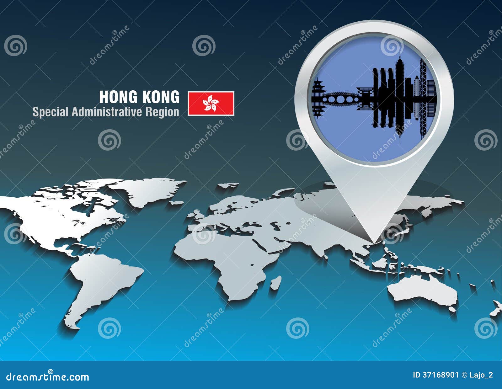 Map Pin with Hong Kong Skyline Stock Illustration - Illustration of ...