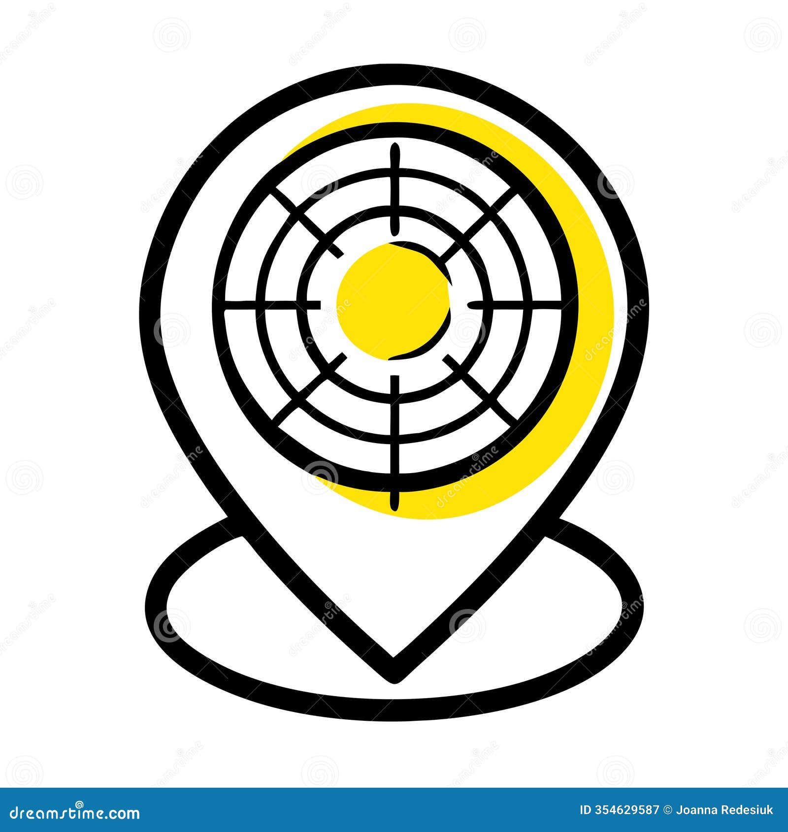 A Map Pin Icon is Combined with a Radar Target Symbol Stock ...