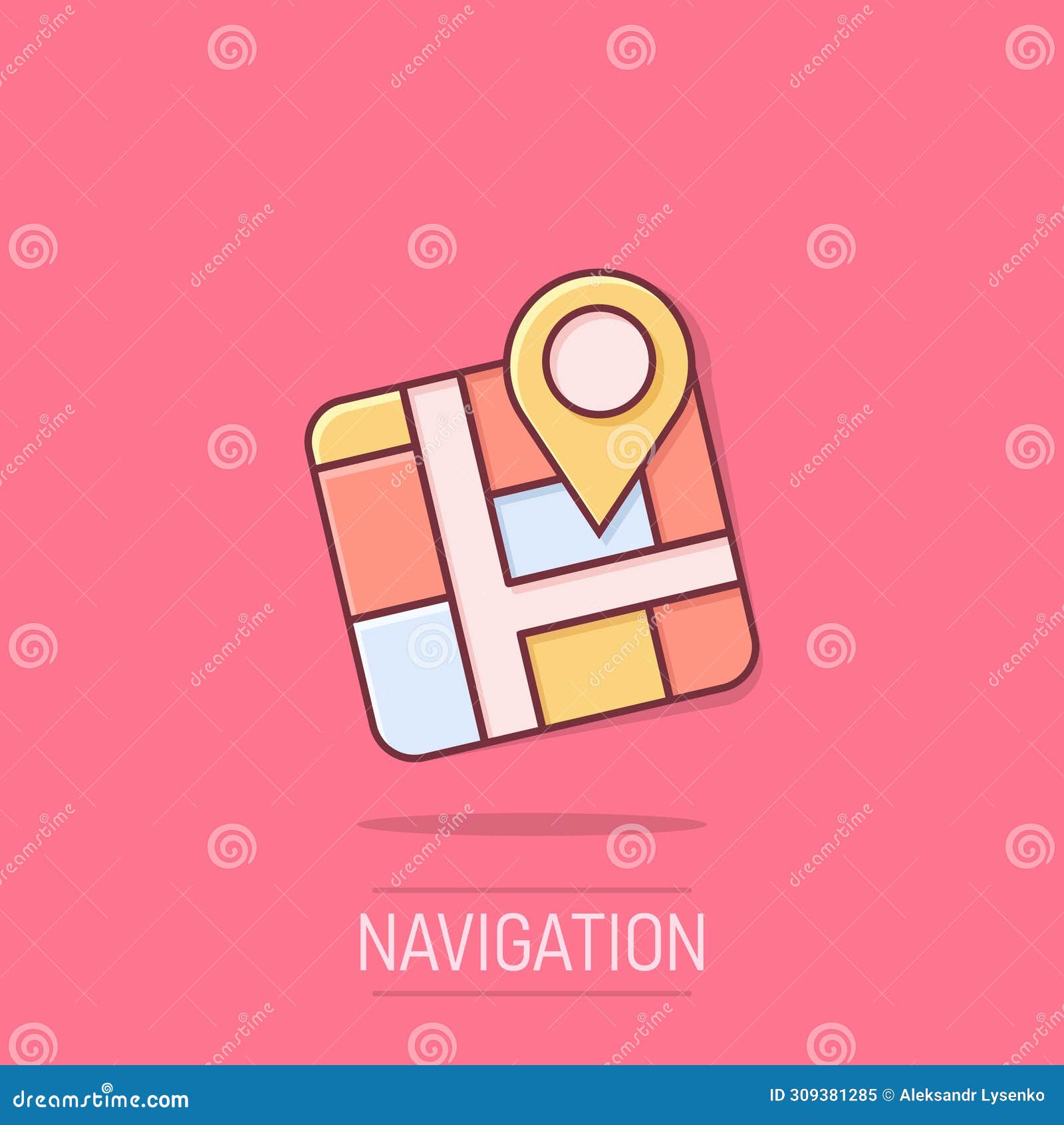 Map Pin Icon in Comic Style. GPS Navigation Cartoon Vector Illustration ...