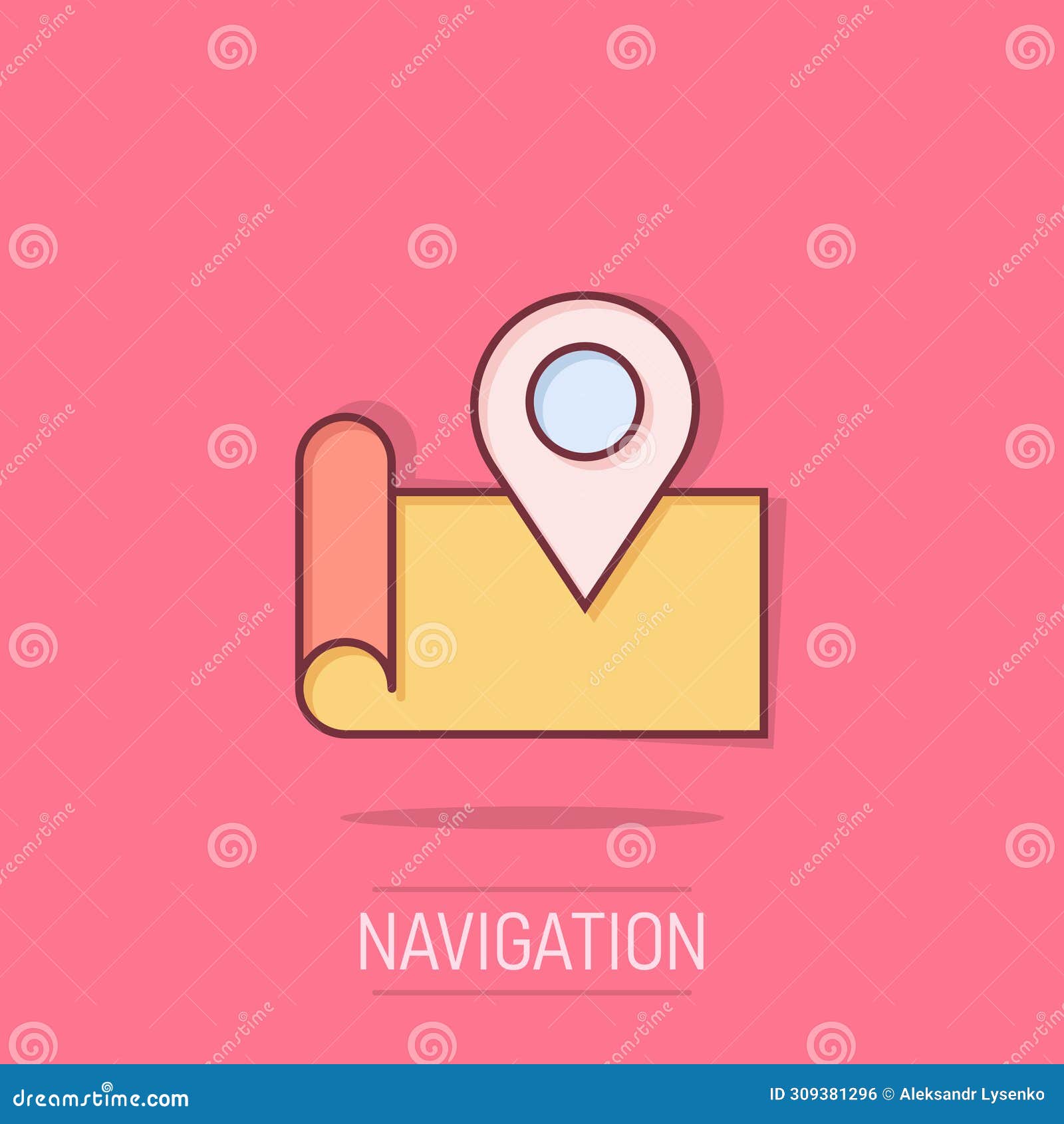 Map Pin Icon in Comic Style. GPS Navigation Cartoon Vector Illustration ...
