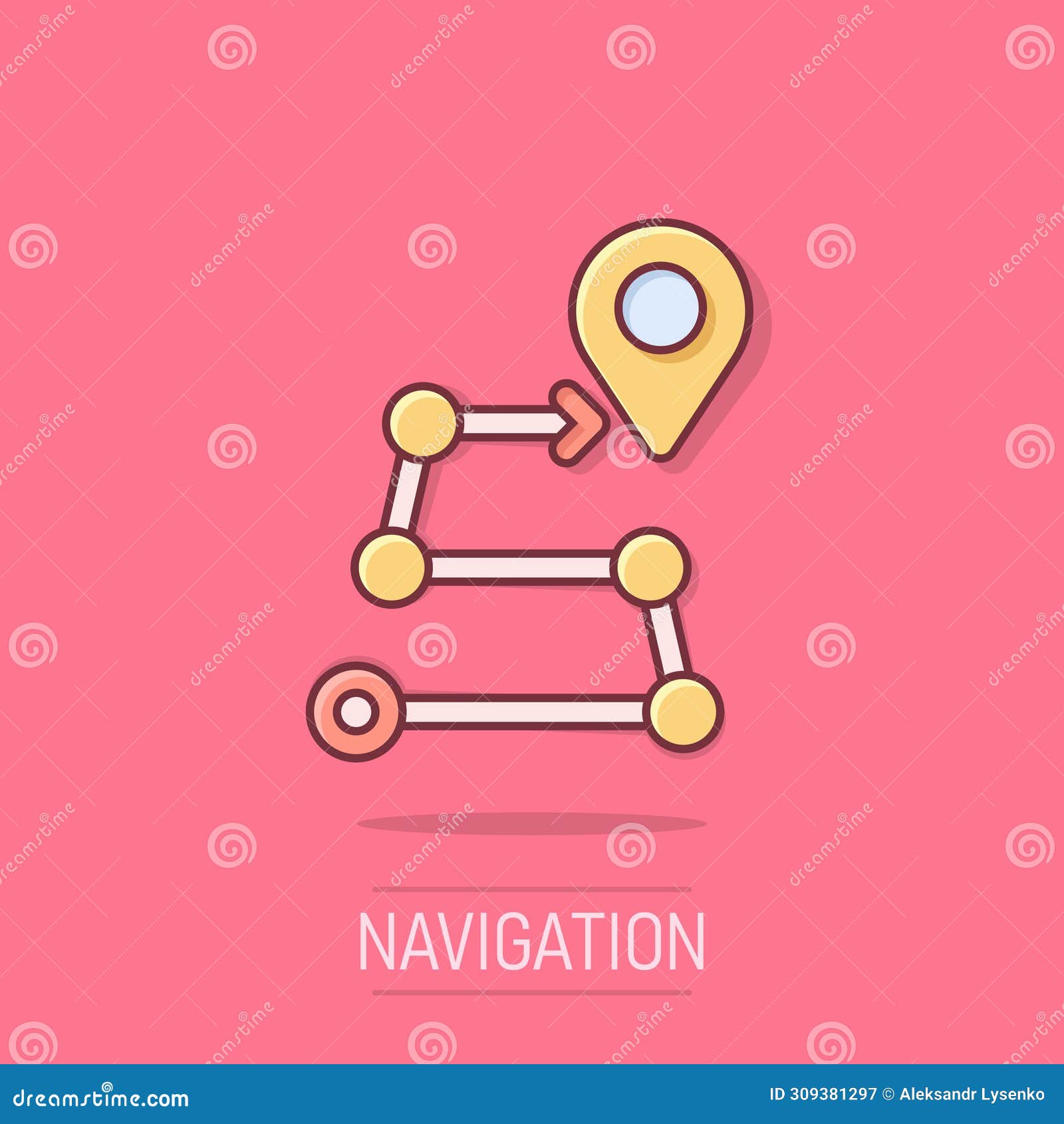 Map Pin Icon in Comic Style. GPS Navigation Cartoon Vector Illustration ...