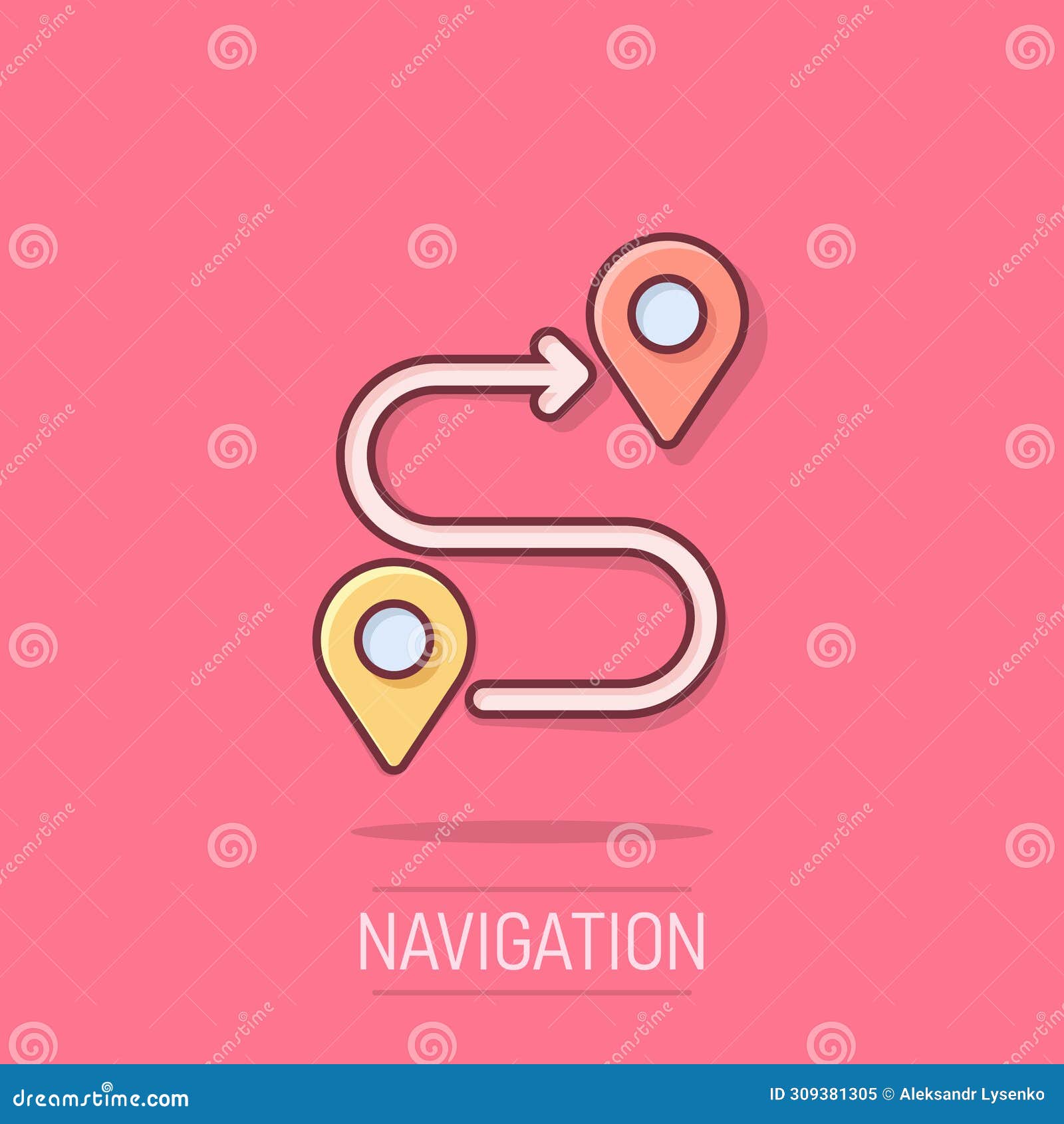 Map Pin Icon in Comic Style. GPS Navigation Cartoon Vector Illustration ...
