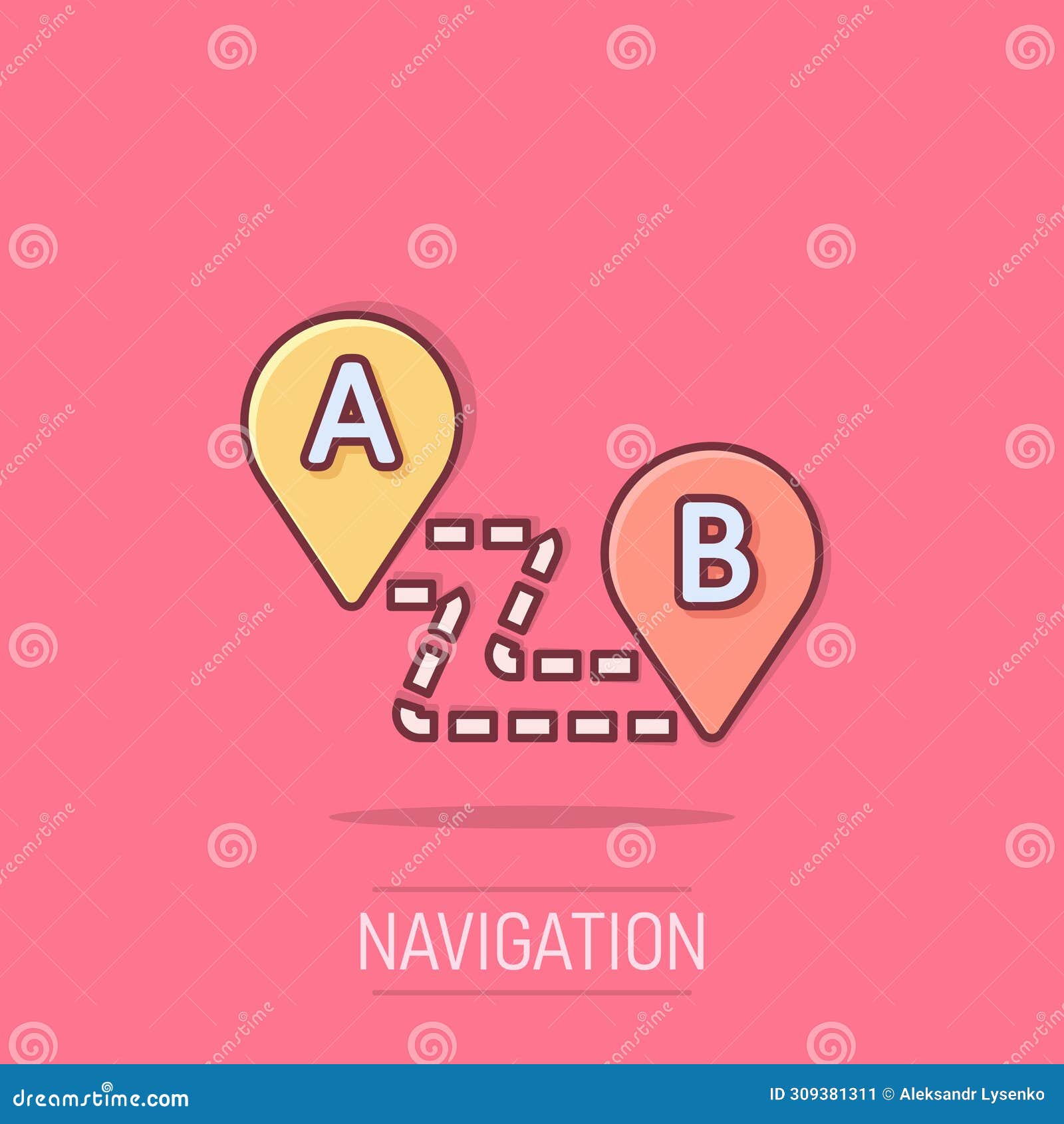 Map Pin Icon in Comic Style. GPS Navigation Cartoon Vector Illustration ...