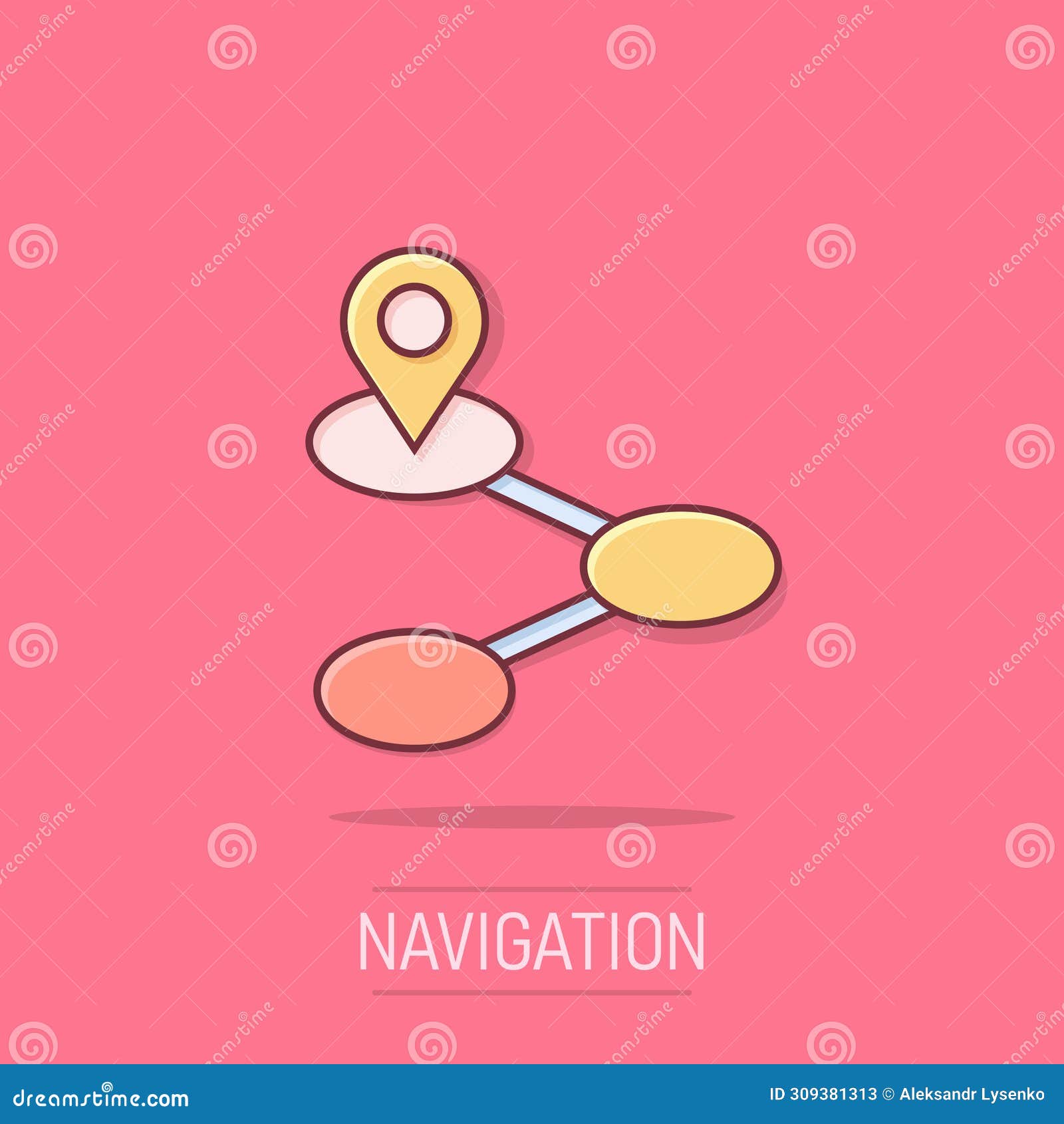 Map Pin Icon in Comic Style. GPS Navigation Cartoon Vector Illustration ...