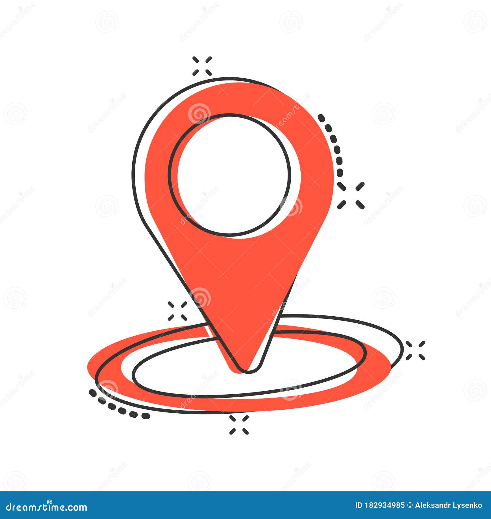 Map Pin Icon in Comic Style. Gps Navigation Cartoon Vector Illustration ...