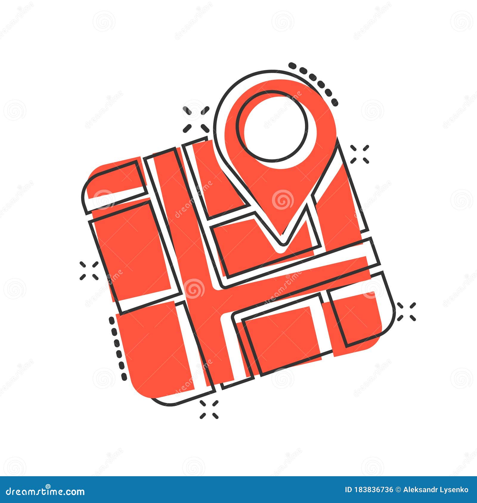 Map Pin Icon in Comic Style. GPS Navigation Cartoon Vector Illustration ...