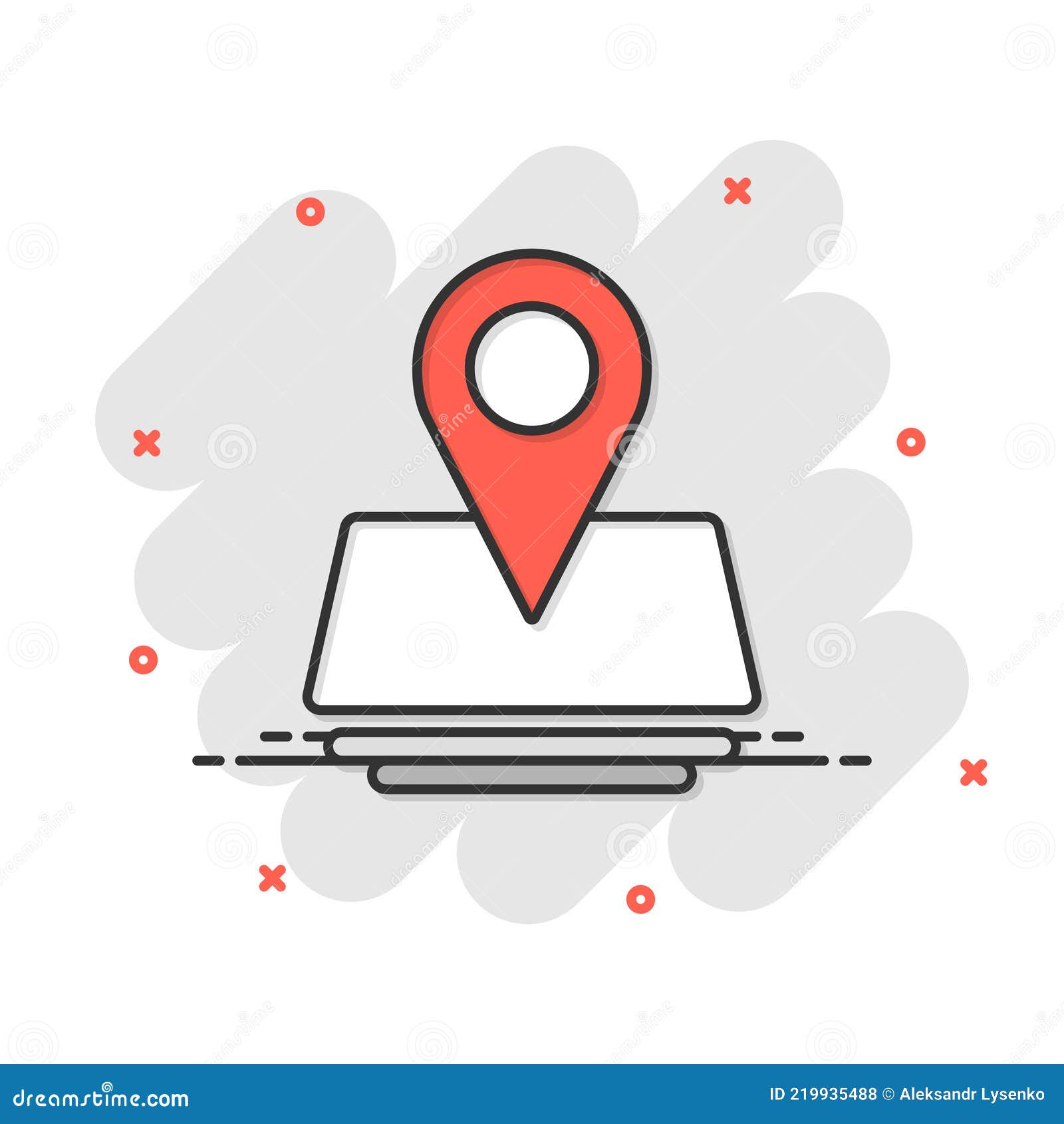 Map Pin Icon in Comic Style. Gps Navigation Cartoon Vector Illustration ...