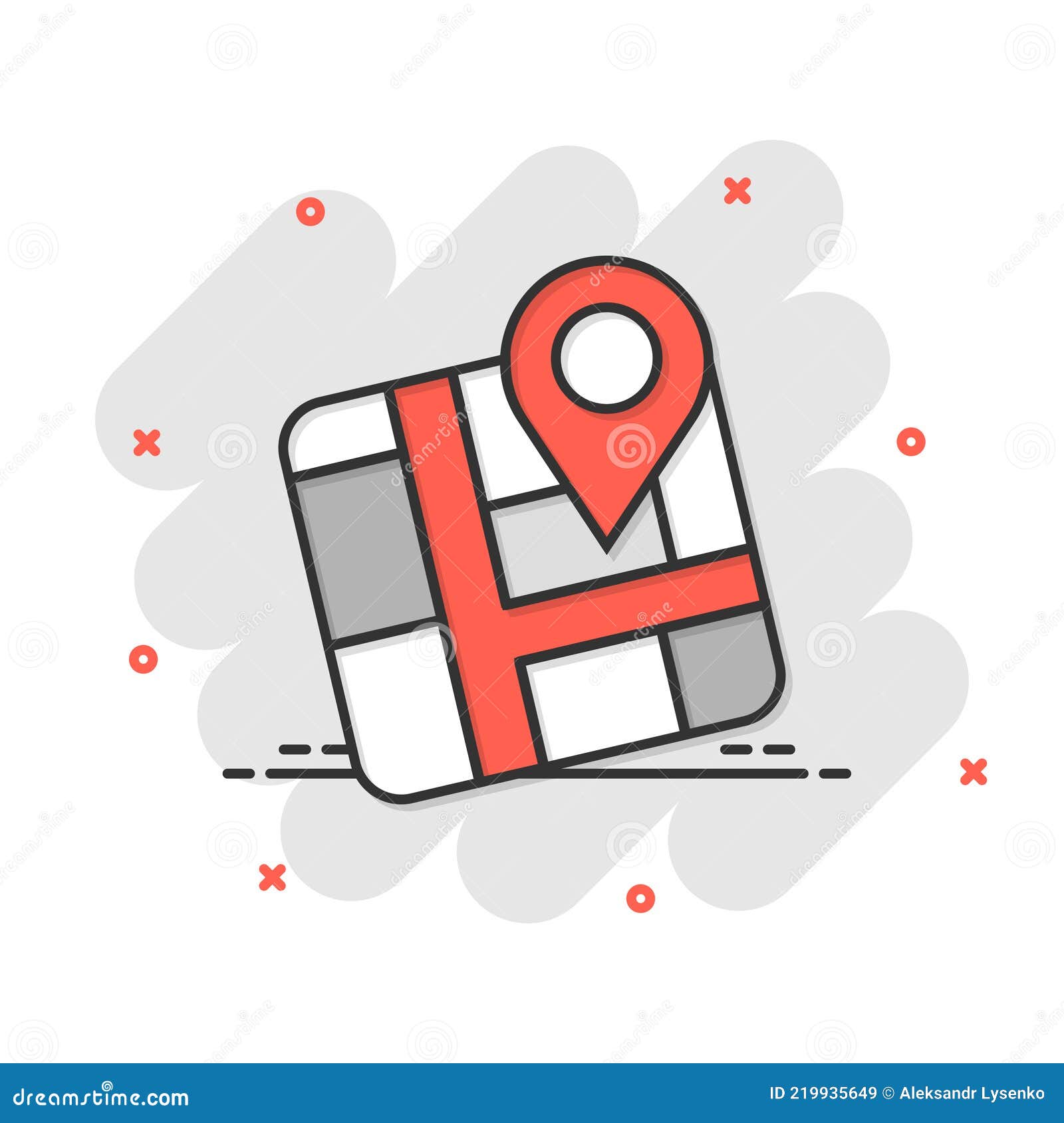 Map Pin Icon in Comic Style. GPS Navigation Cartoon Vector Illustration ...