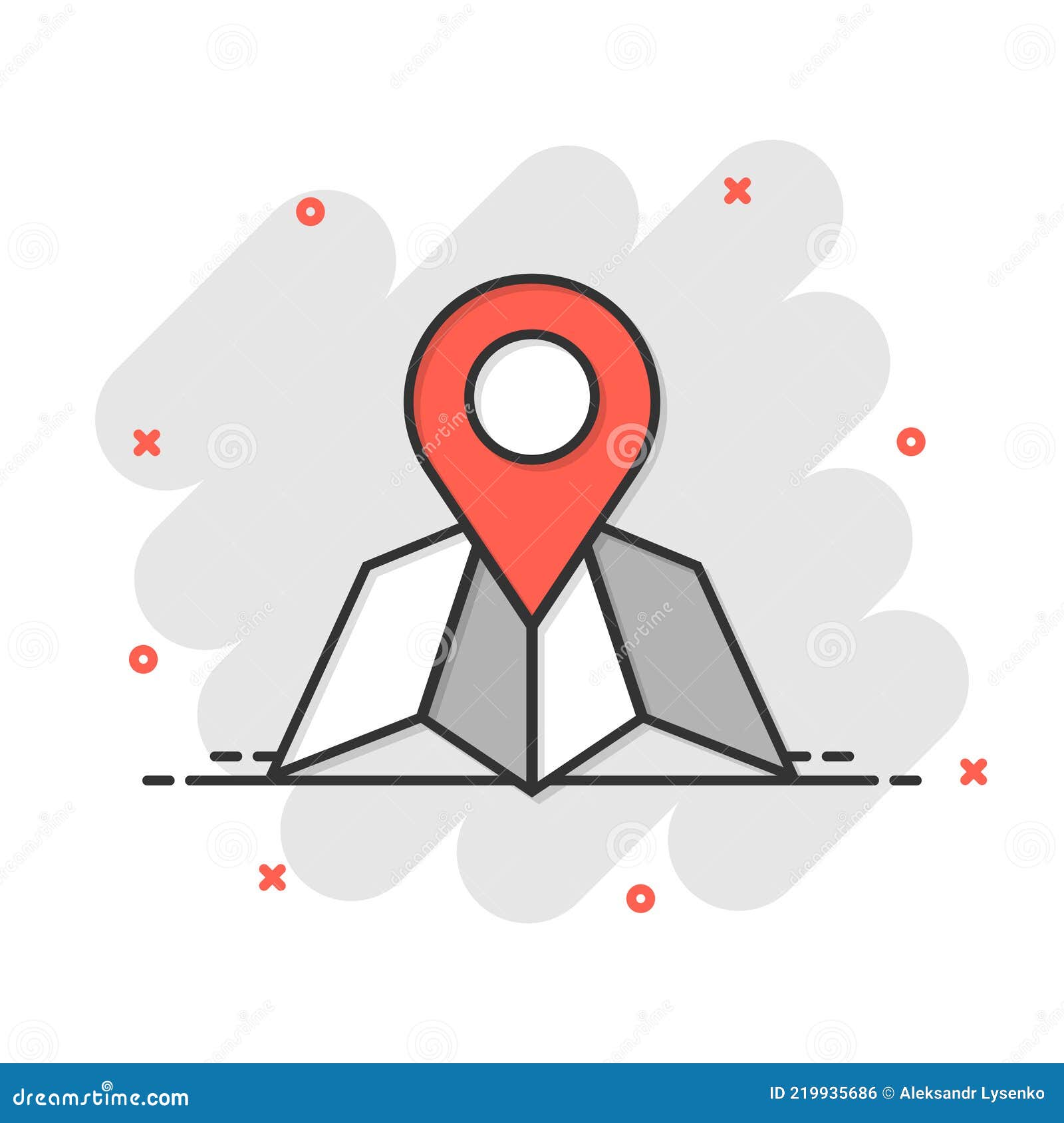 Map Pin Icon in Comic Style. GPS Navigation Cartoon Vector Illustration ...
