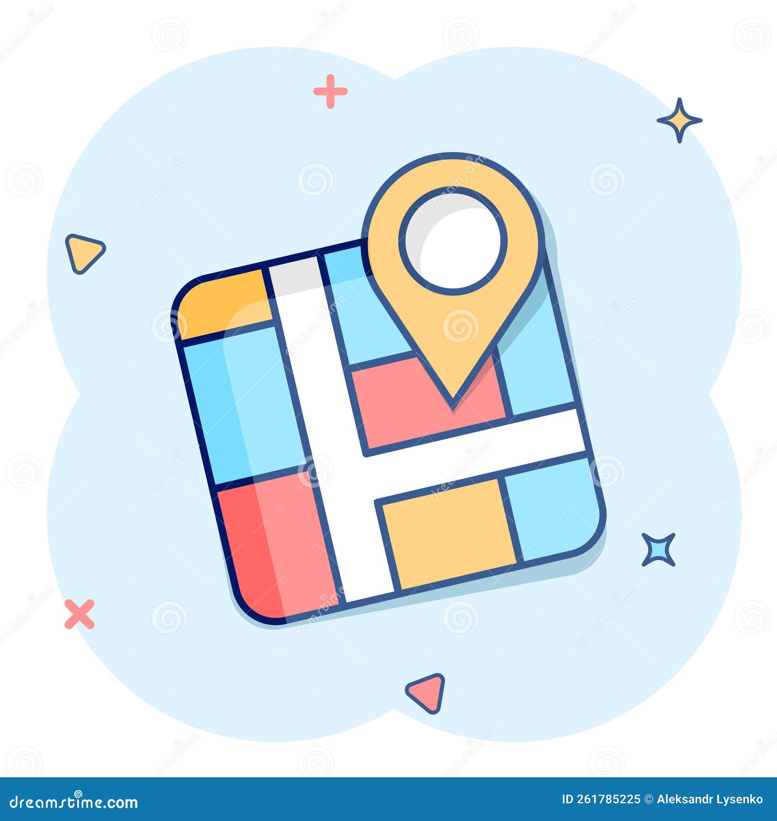 Map Pin Icon in Comic Style. GPS Navigation Cartoon Vector Illustration ...