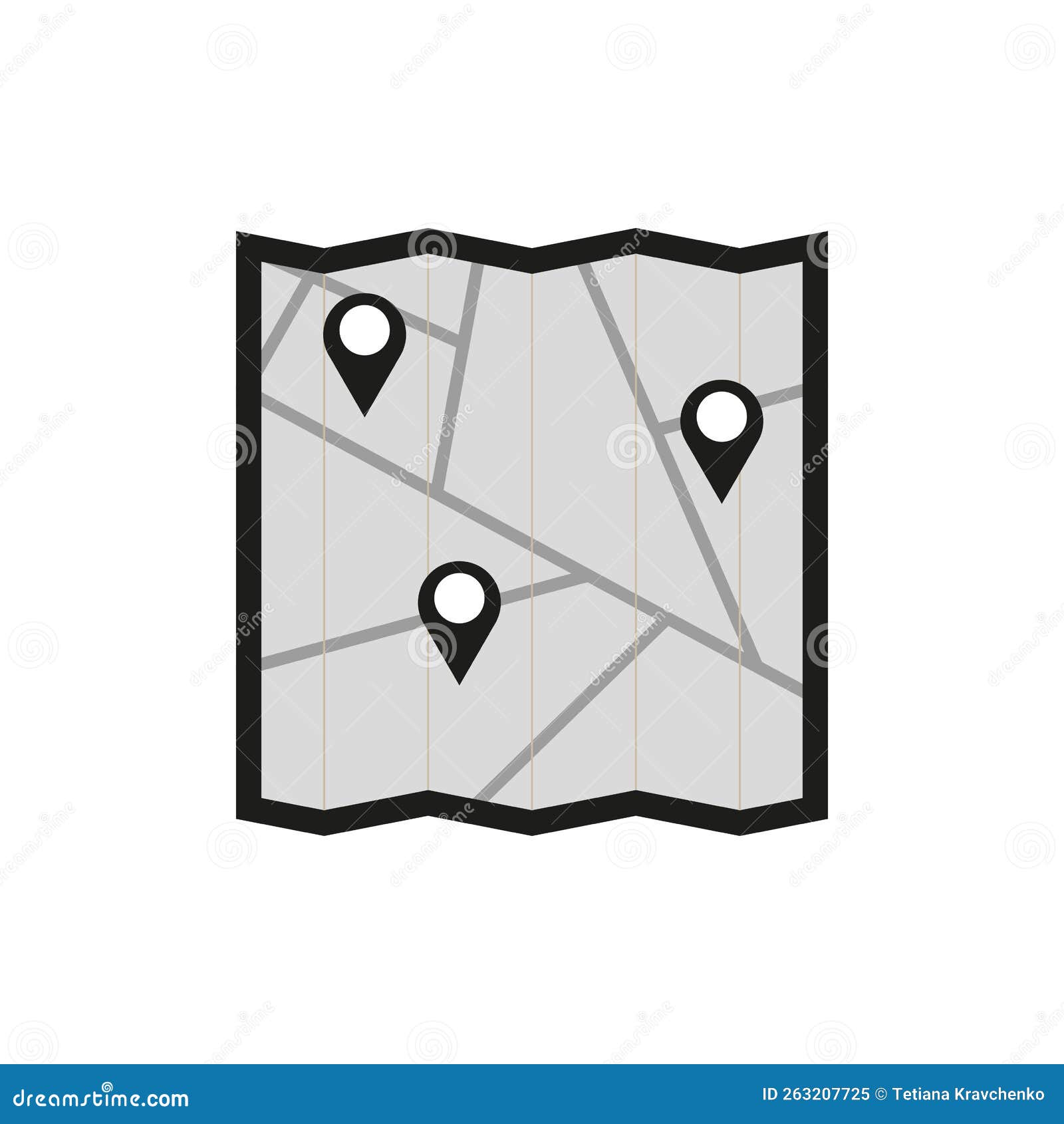 Map with Pin Icon. Concept Graphic Design Element. Road Trip. Vector ...