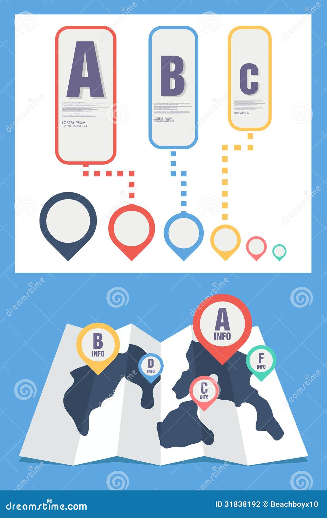 Map and Pin Icon Infographics Stock Vector - Illustration of isolated ...