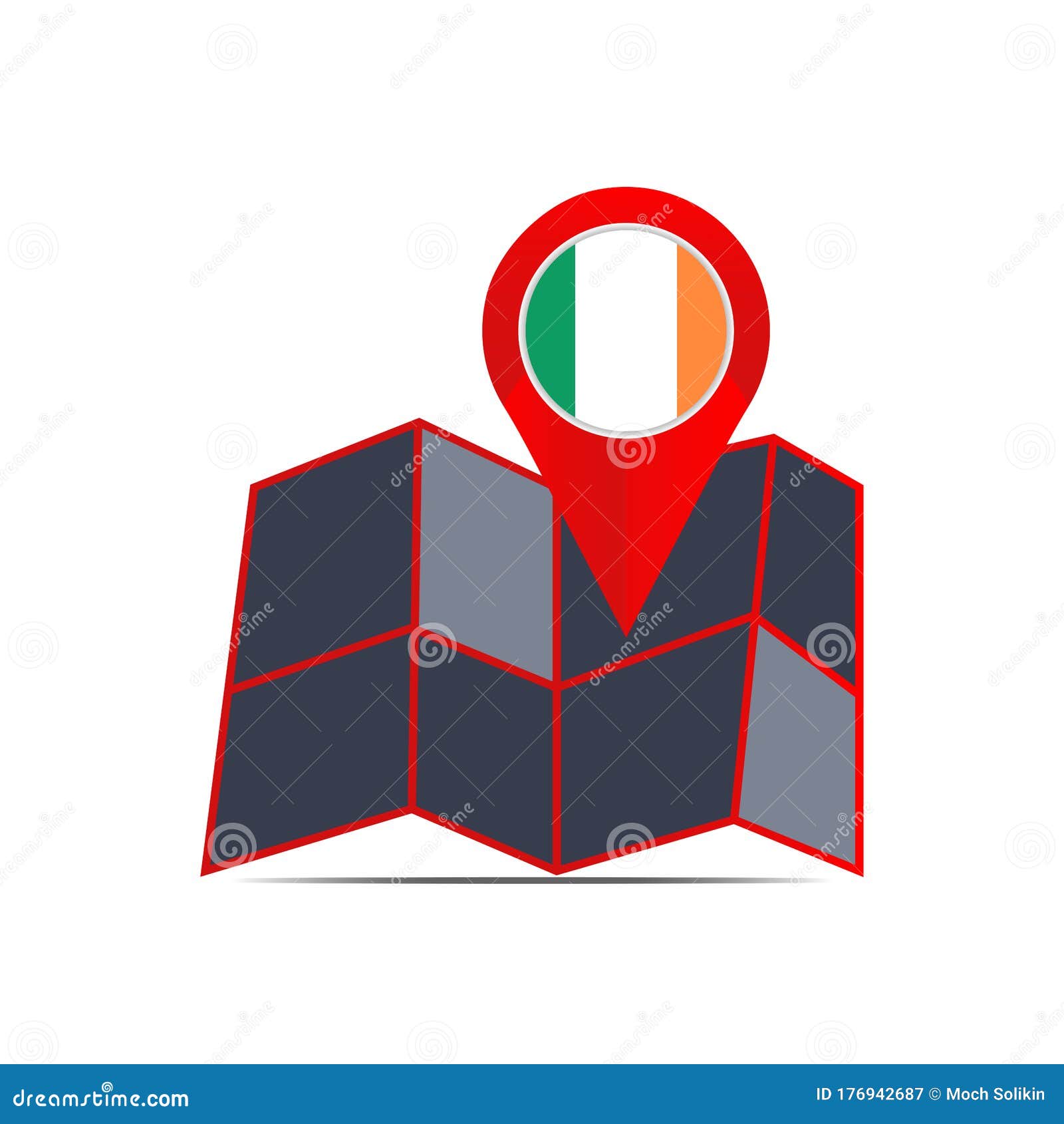 Map Pin Icon of Ireland with a Country Flag Stock Vector - Illustration ...
