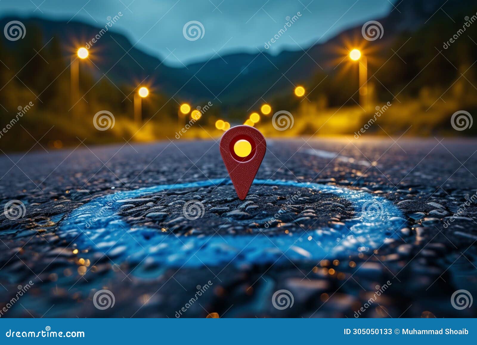 Map Pin Icon Marks Location With Interconnected Routes In Blue Stock ...