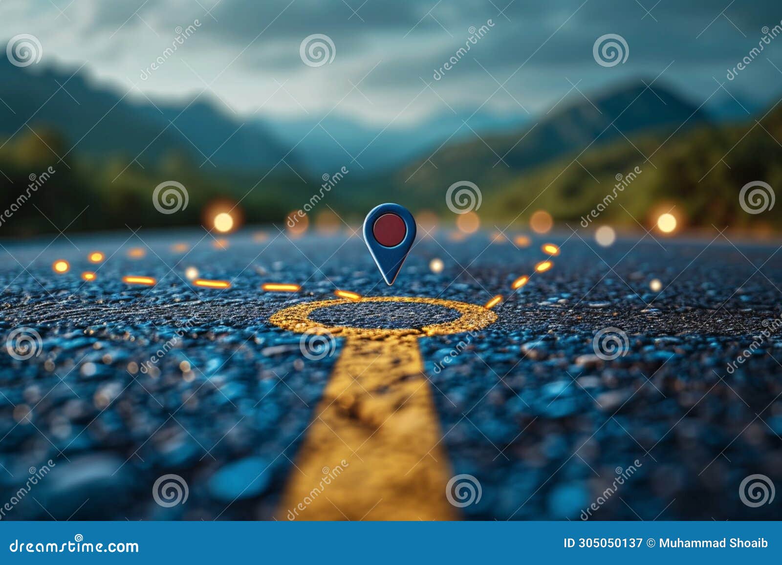 Map Pin Icon Marks Location With Interconnected Routes In Blue Stock ...