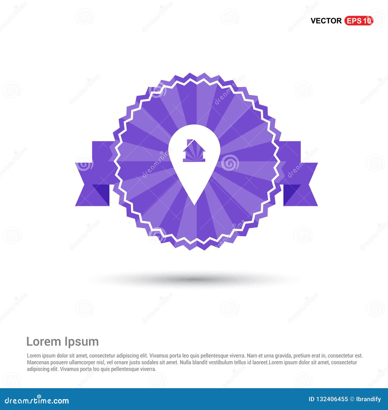 Map Pin Icon - Purple Ribbon Banner Stock Vector - Illustration of icon ...