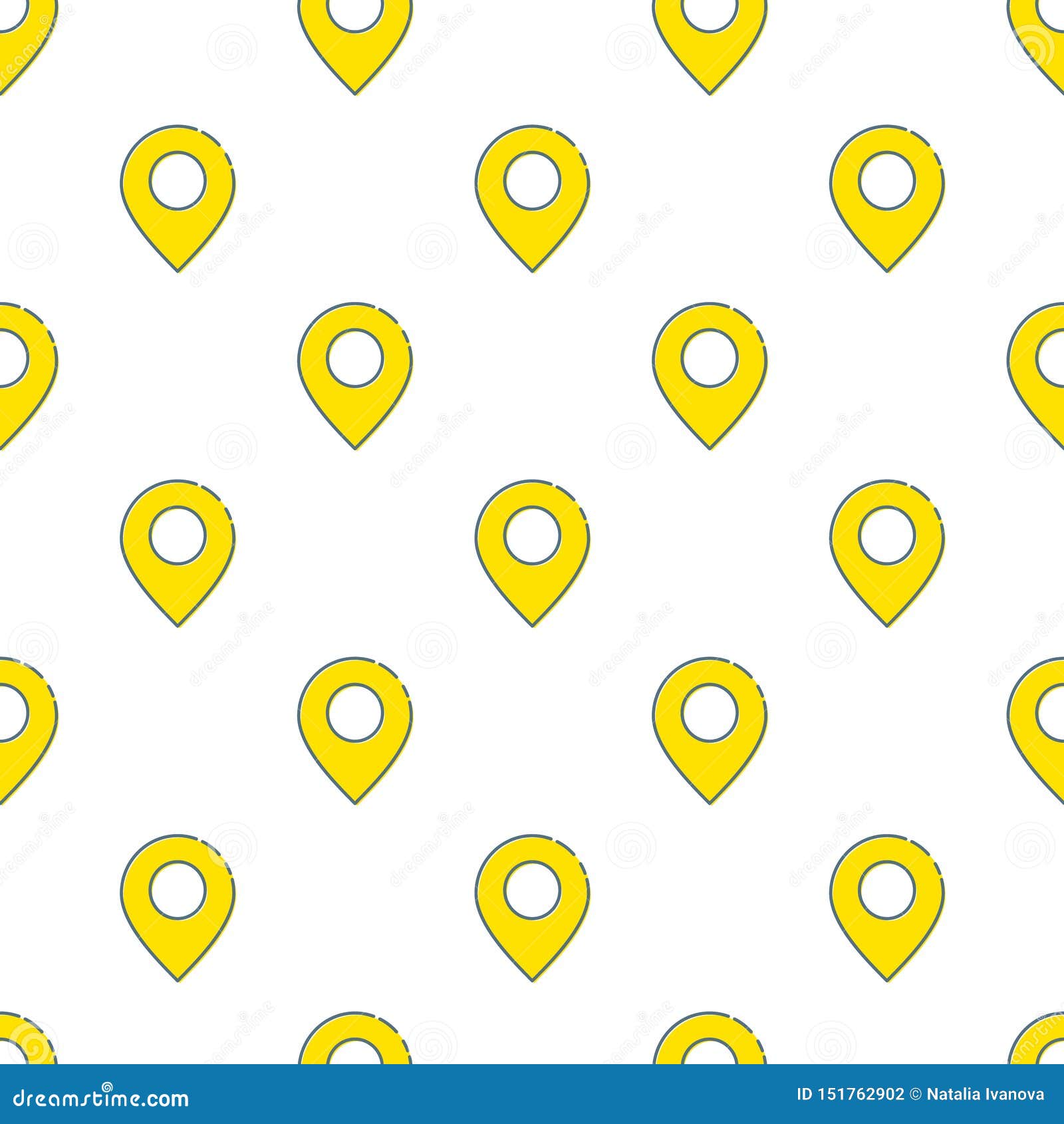 Map Pin Icon Seamless Pattern, Isolated on White Background. Vector ...