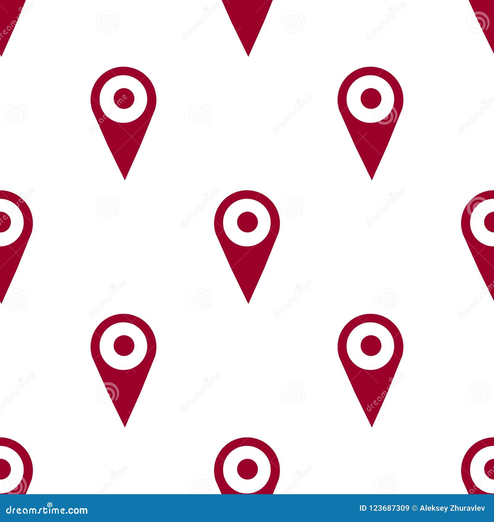 Map Pin Icon Seamless Pattern, Isolated on White Background. Vector ...