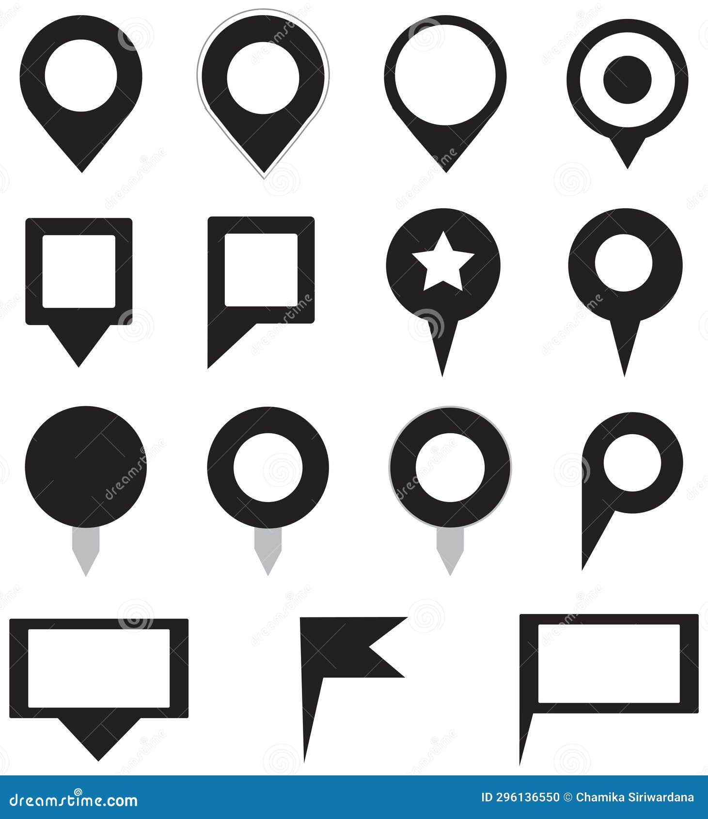 Map pin icon set stock vector. Illustration of position - 296136550
