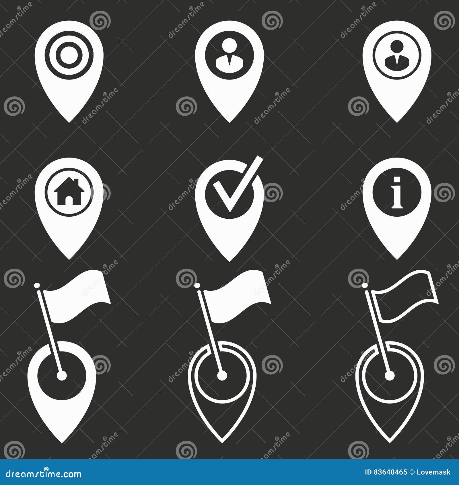 Map pin icon set. stock vector. Illustration of topography - 83640465
