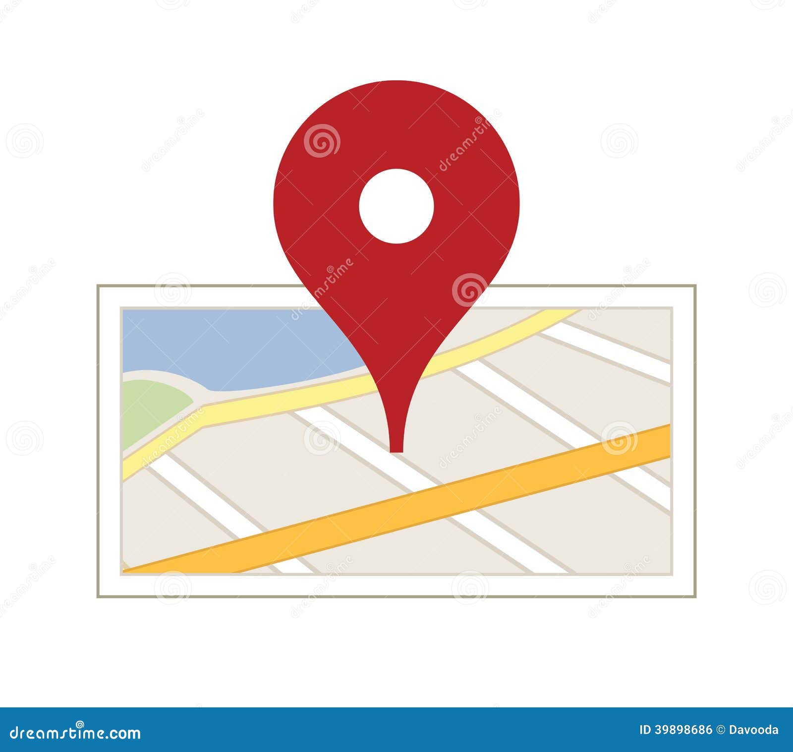 Map with a pin stock vector. Illustration of street, shape - 39898686