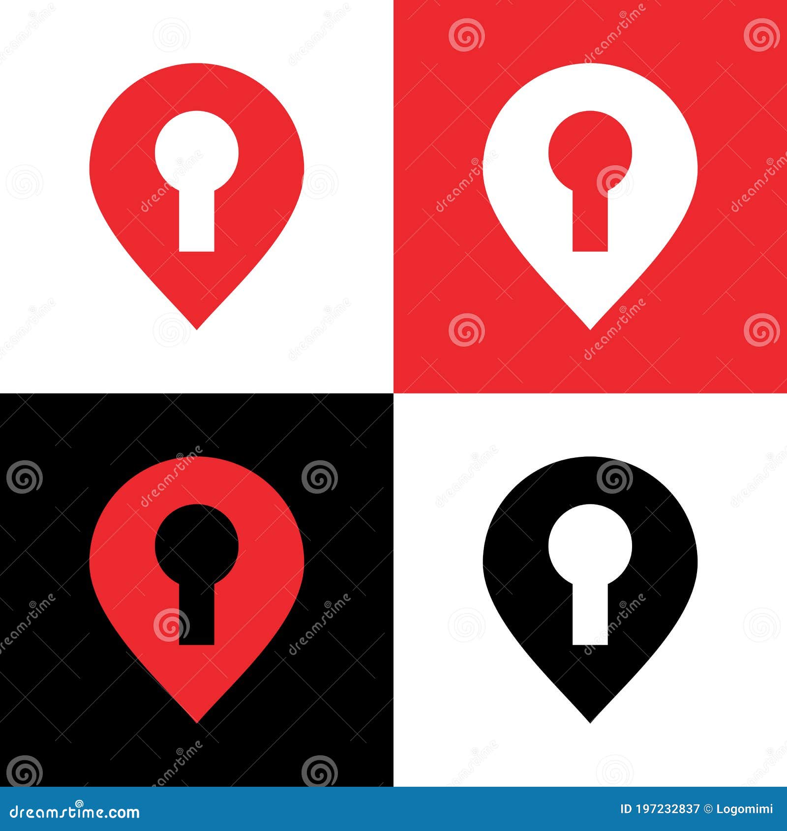 Map Pin and Keyhole Logo Template, Search Location and Lock Symbol, Map ...