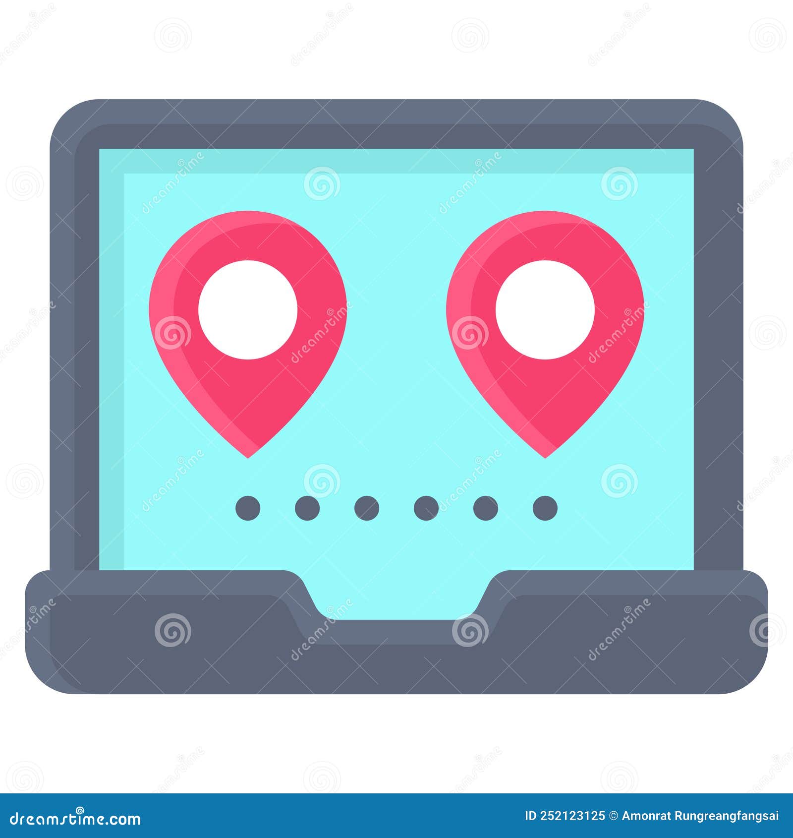 Map Pin on Laptop Screen Icon, Location Map and Navigation Vector Stock ...