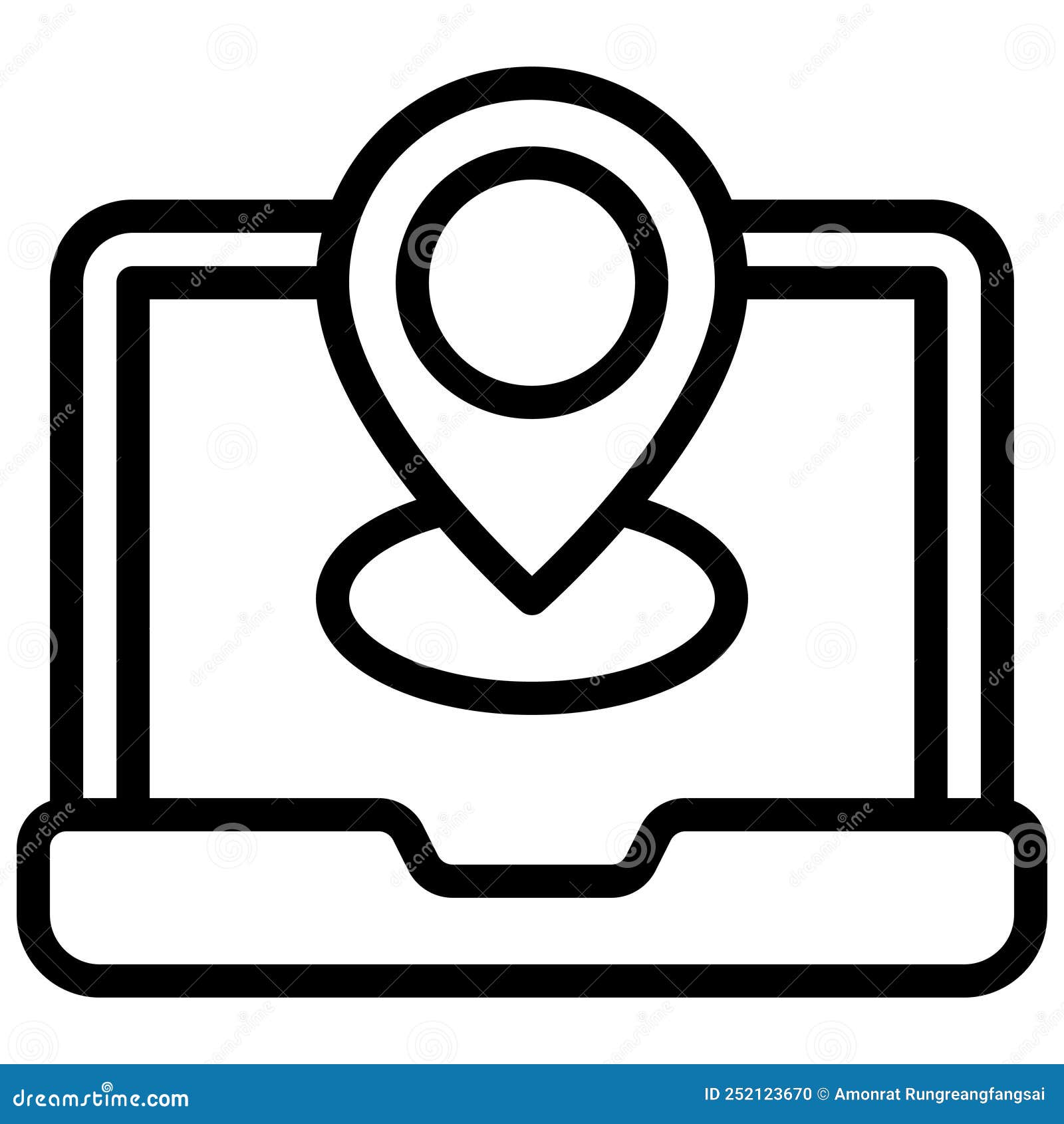 Map Pin on Laptop Screen Icon, Location Map and Navigation Vector Stock ...