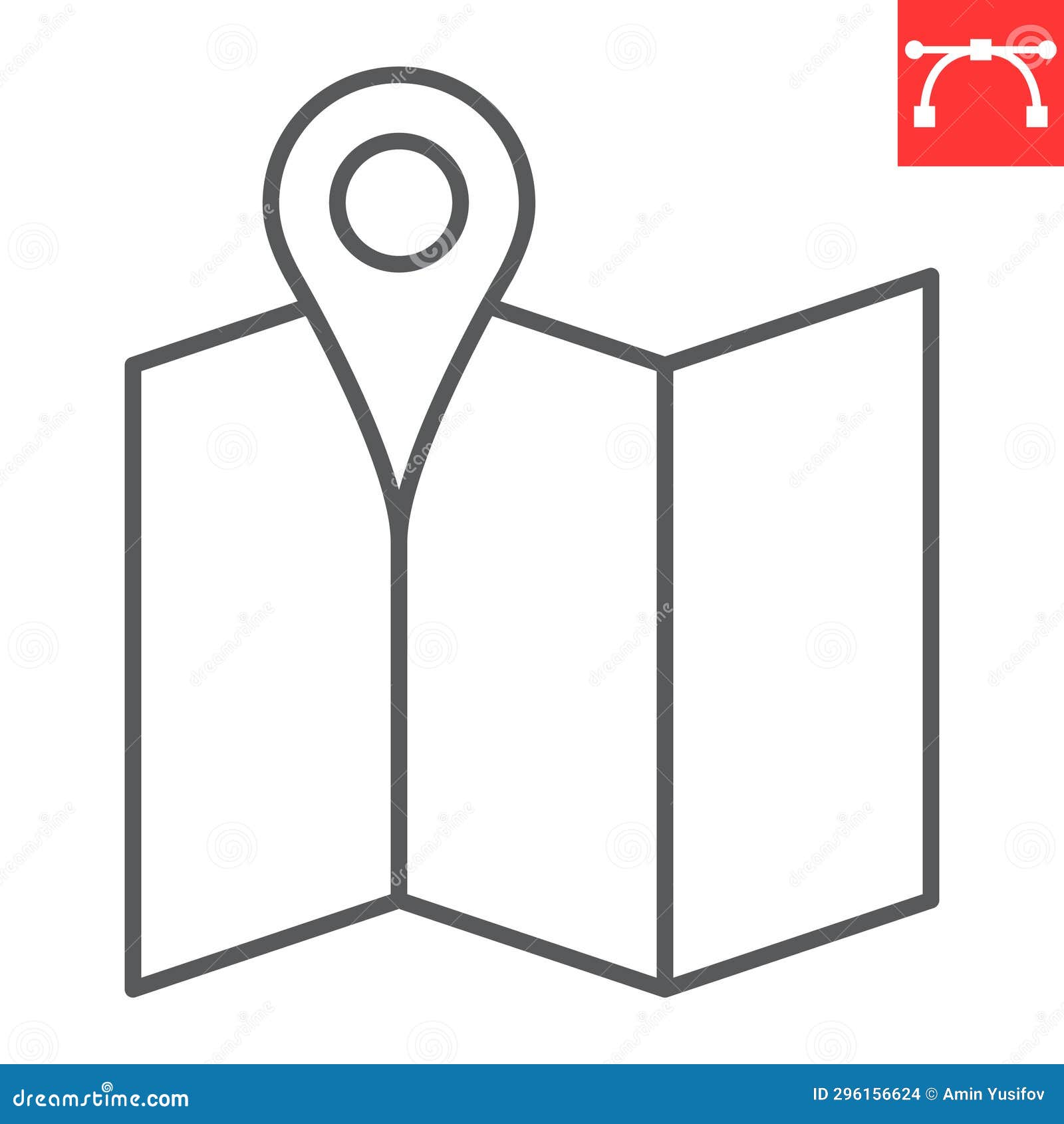 Map with pin line icon stock vector. Illustration of line - 296156624