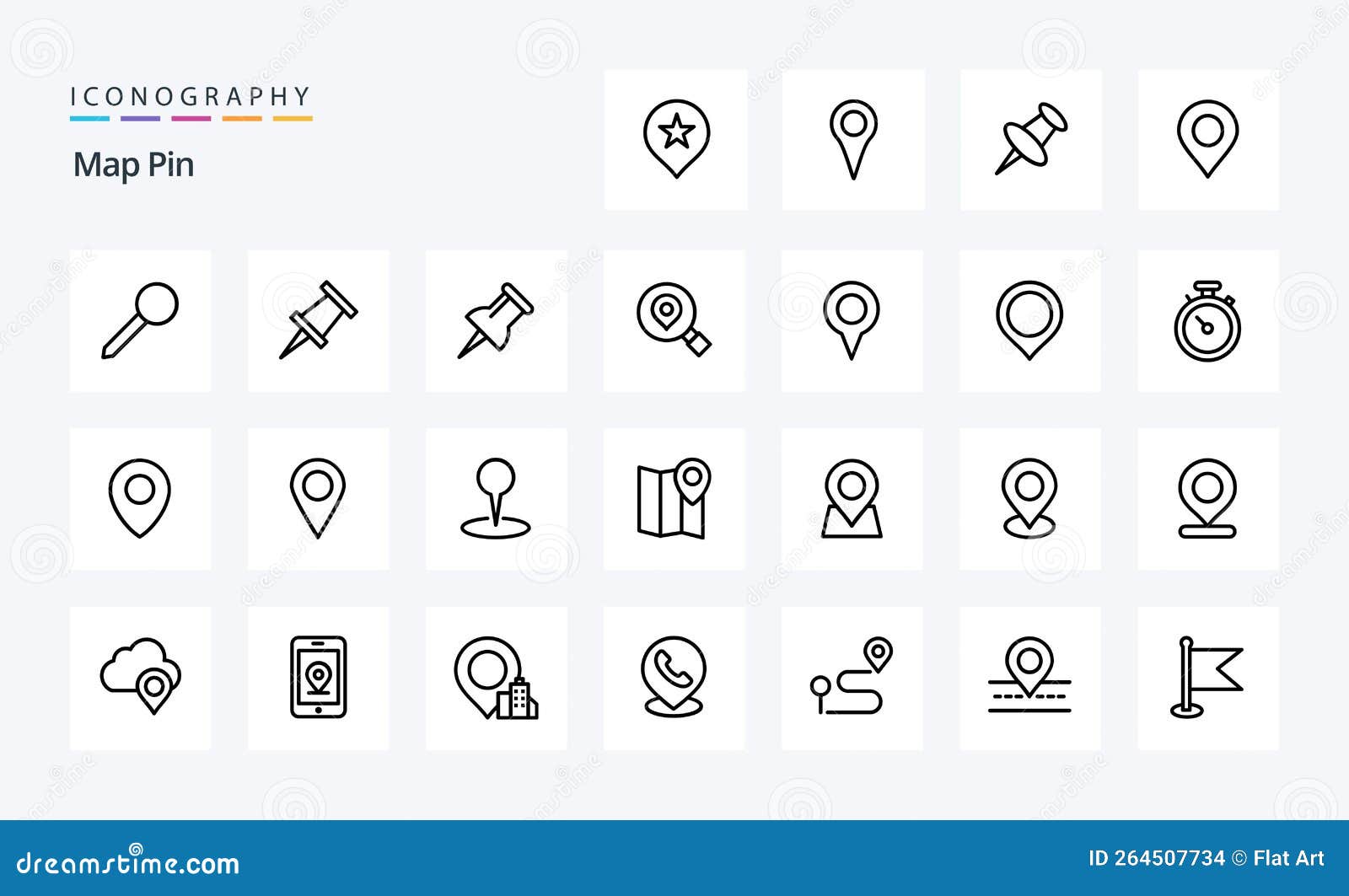 25 Map Pin Line icon pack stock vector. Illustration of navigation ...