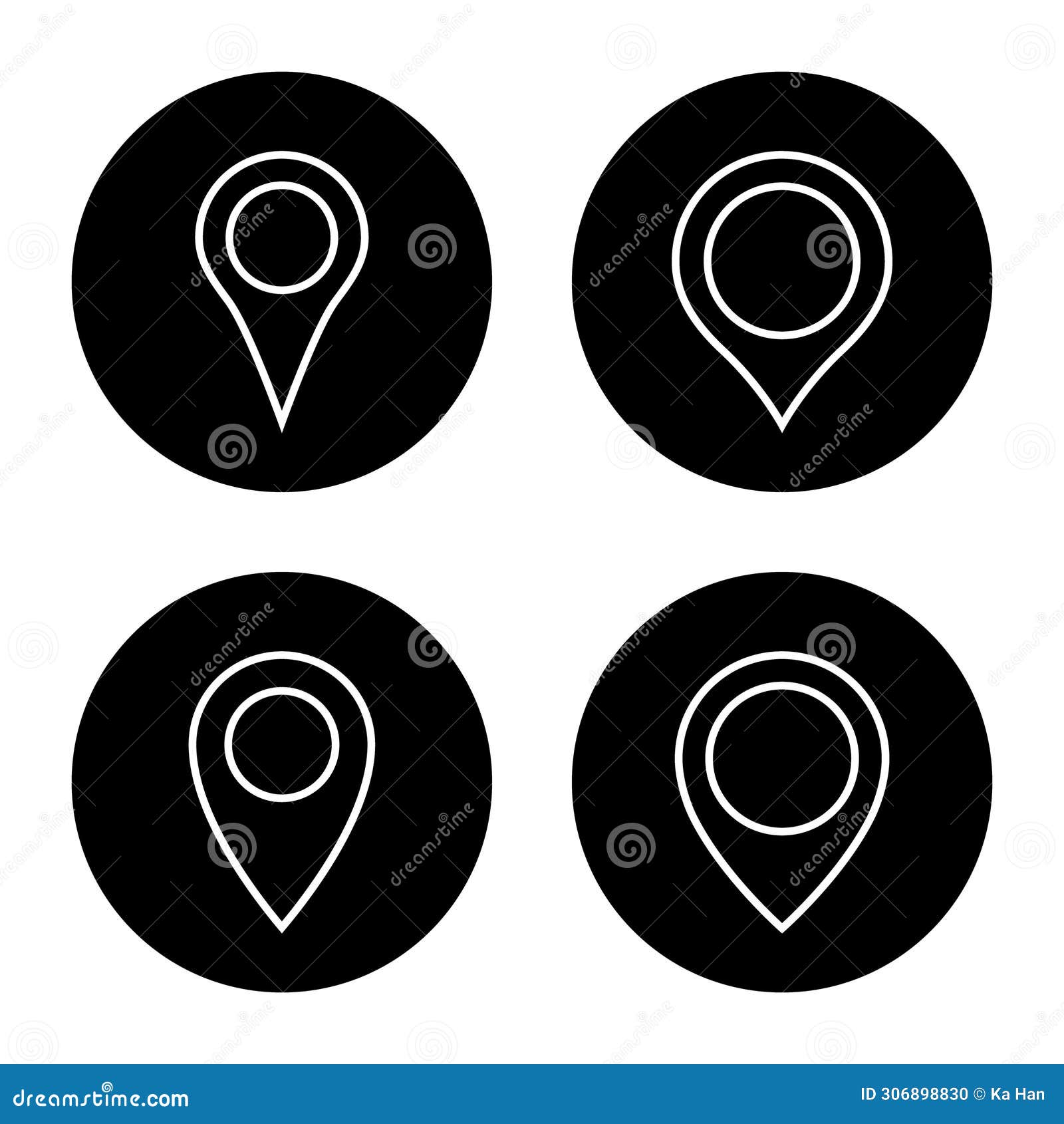 Map Pin Line Icon Vector on Black Circle Stock Vector - Illustration of ...