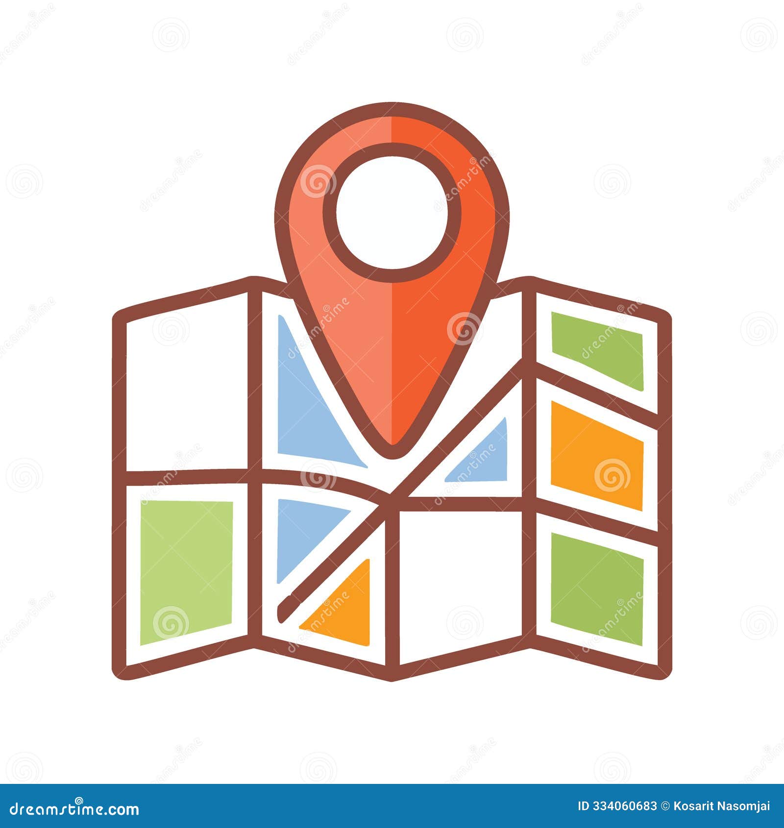 Map Pin Location. Location Pin on Folded Map, Symbolizes Finding a ...