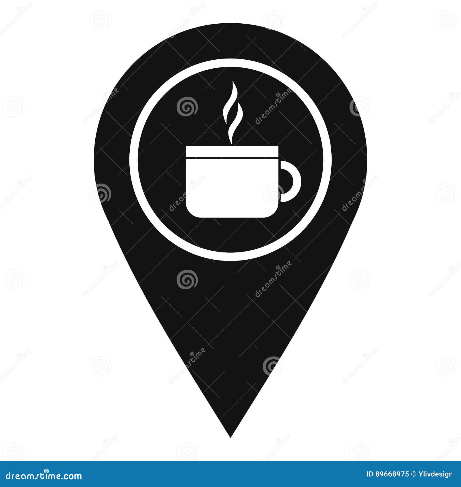 Map Pin Location with Tea or Coffee Cup Sign Icon Stock Vector ...