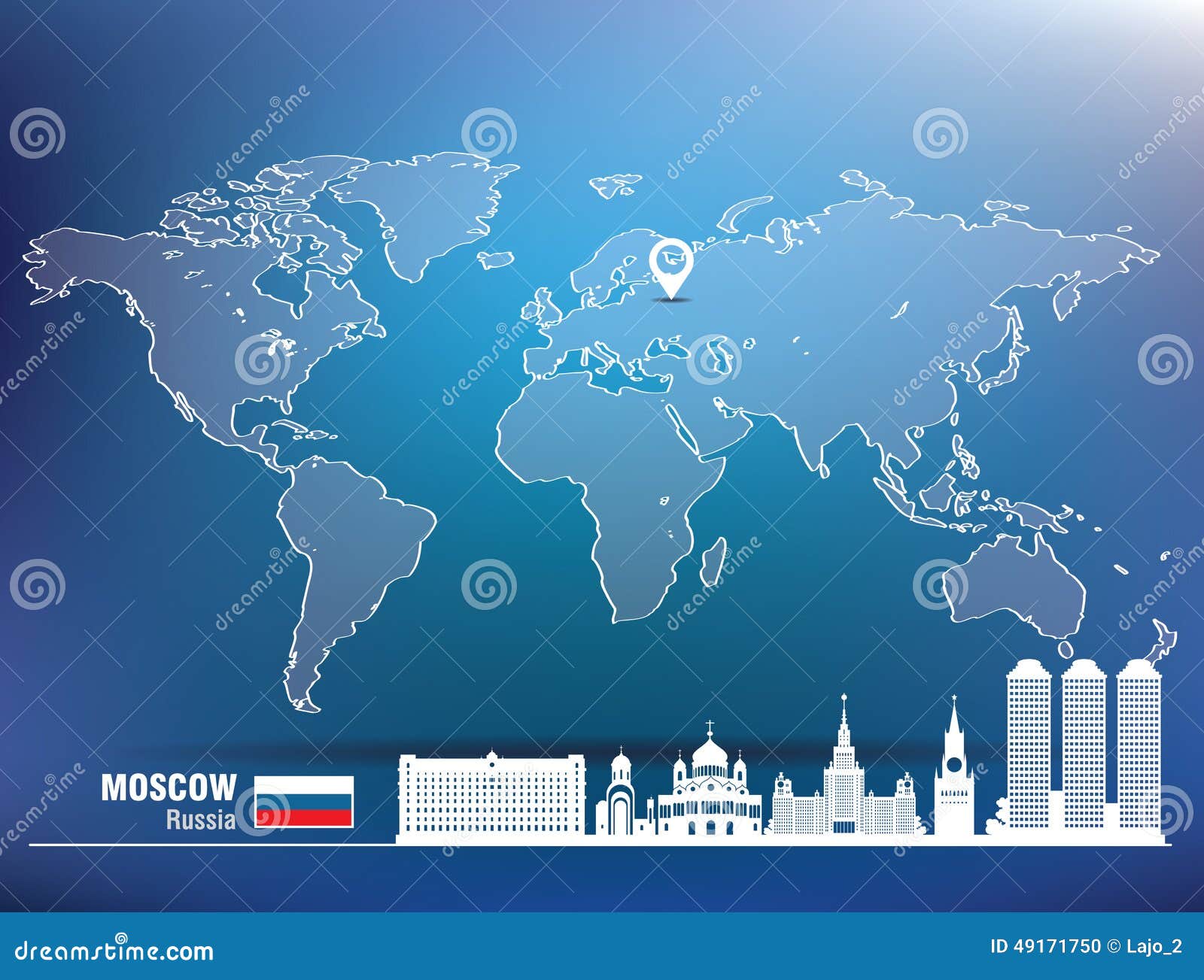 Map Pin with Moscow Skyline Stock Vector - Illustration of architecture ...