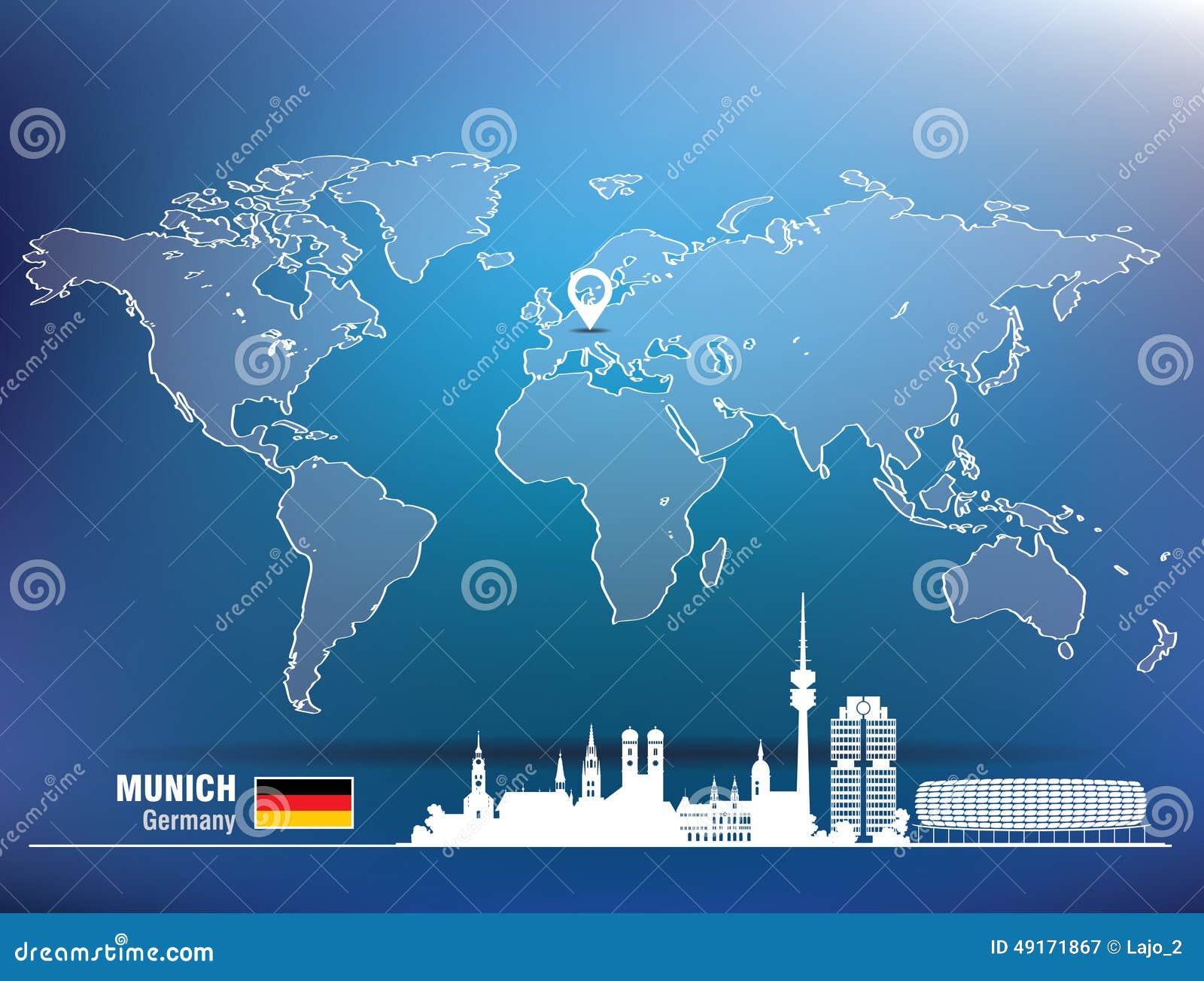 Map Pin with Munich Skyline Stock Vector - Illustration of blue, shadow ...