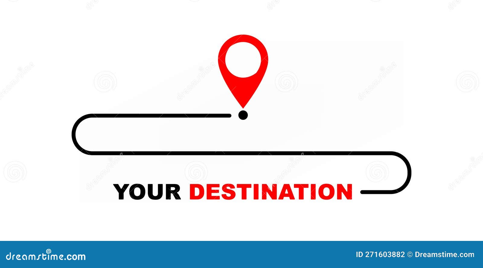 Map Pin and Path. Destination Marker and Road Illustration Stock Vector ...