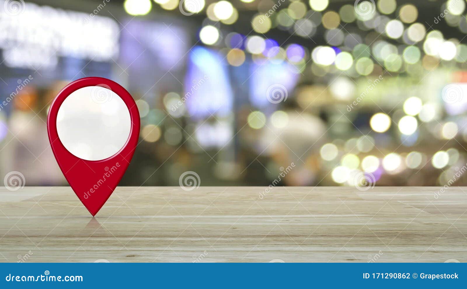 Map Pin Point Location Button on Wooden Table Over Blur Light and ...