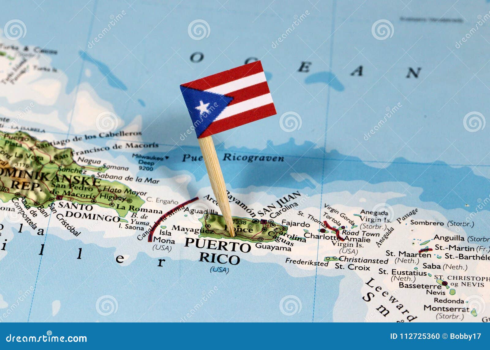 Map with Pin Point of Puerto Rico Stock Photo - Image of journey ...