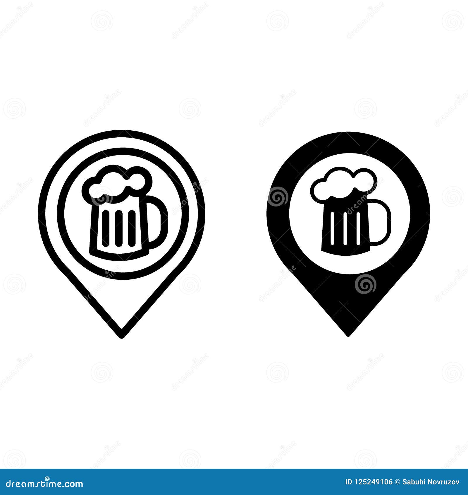 Beer Map Pointer Icon. Location Pointer Symbol. Flat Design . Vector ...