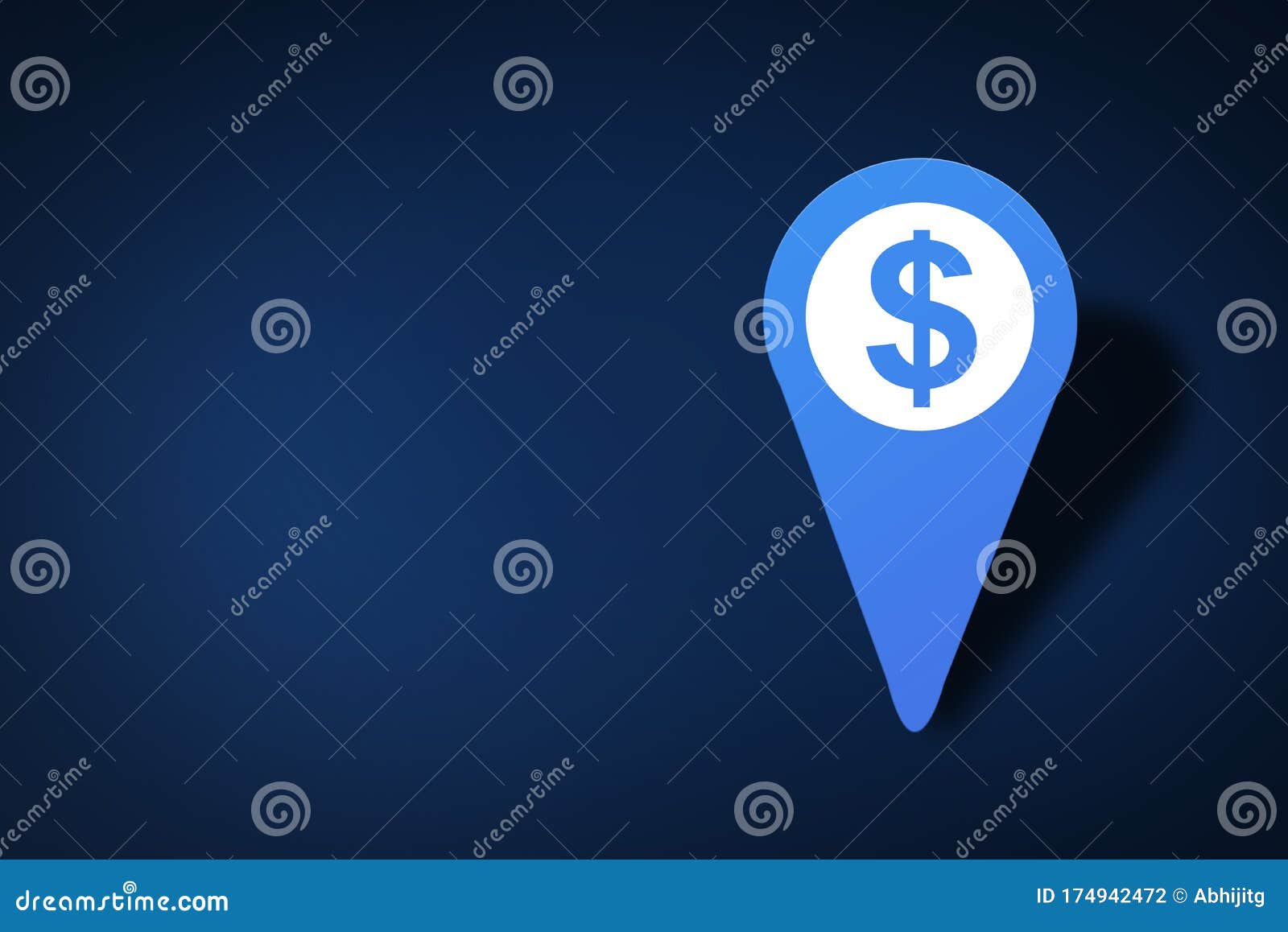 Map Pin Pointers Concept of American Dollar Symbol on Dark Blue ...