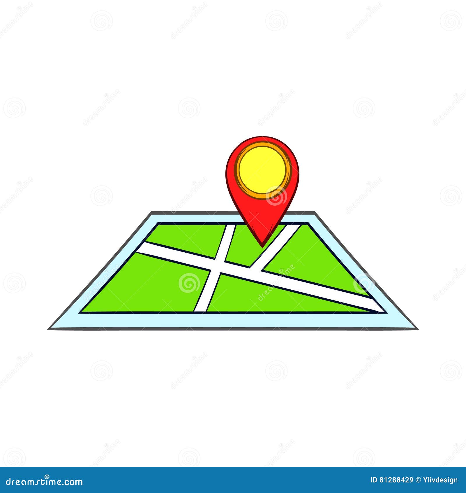 Map with Pin Pointers Icon, Cartoon Style Stock Vector - Illustration ...